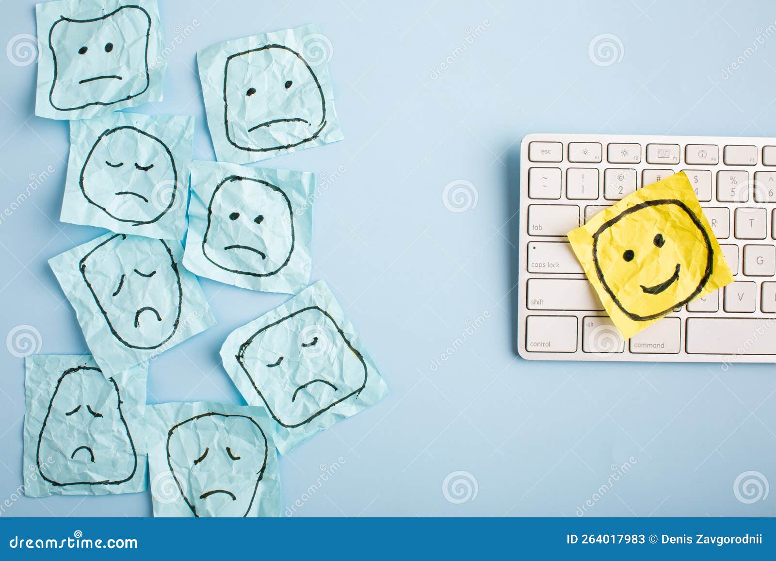 A Sad Face Watching Smiling Faces from Afar. Happy and Sad Faces Drawn ...