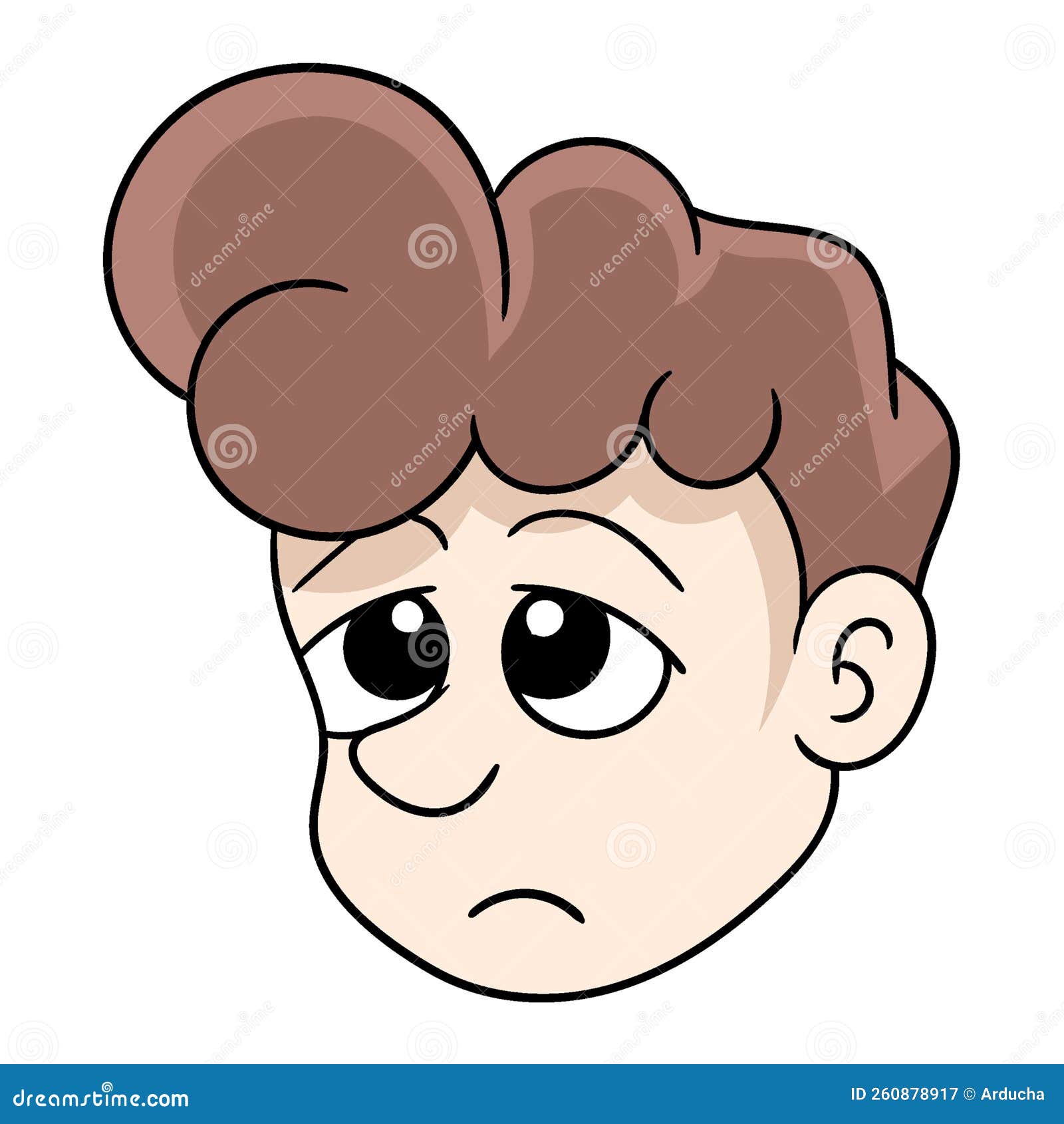 Sad Faced Sad Faced Curly Haired Boy Head Illustration Stock Vector ...