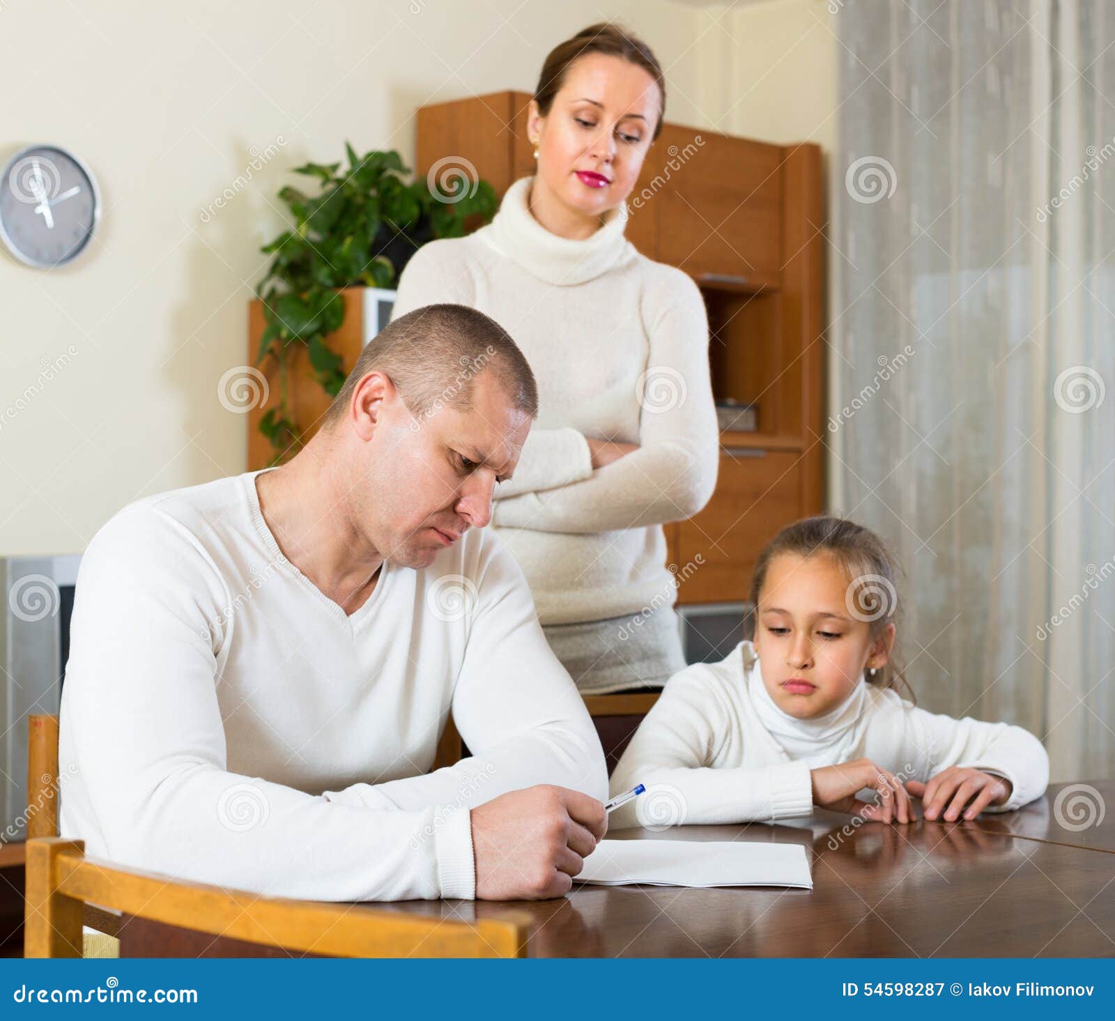 Sad Family Having Financial Problems Stock Image - Image of female ...