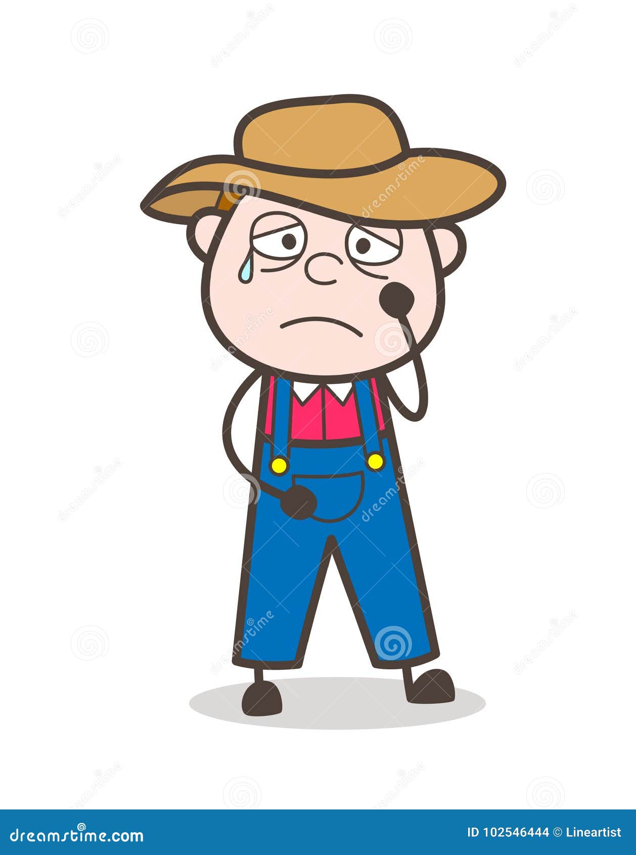 Sad Farmer Character Crying Face Stock Illustration - Illustration of ...