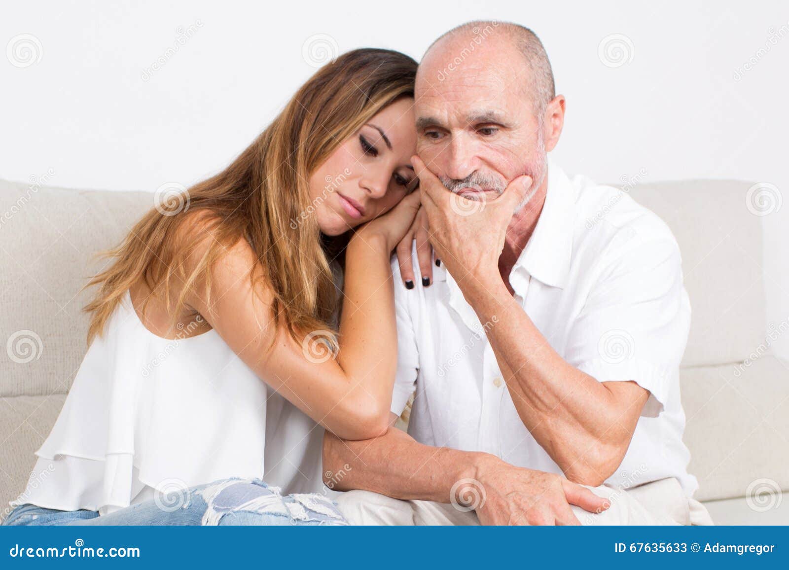 Sad father stock image. Image of daughter, solace, elderly - 67635633