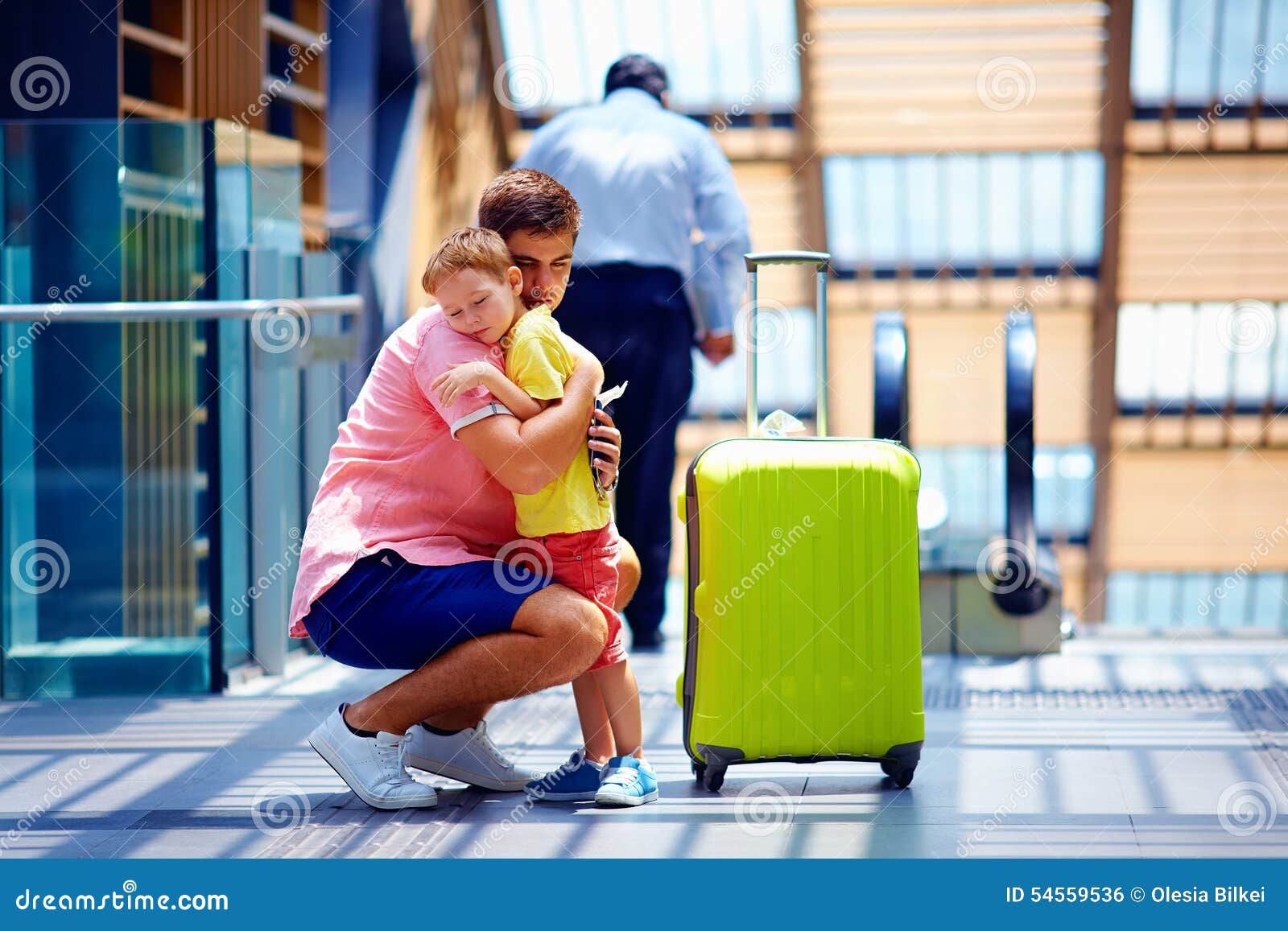 Sad Father Hugging Son Before Leaving In Long Trip Stock Photo - Image ...