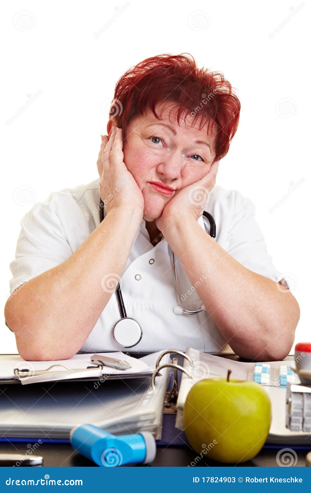 Sad female doctor stock image. Image of exhaustion, diagnose - 17824903
