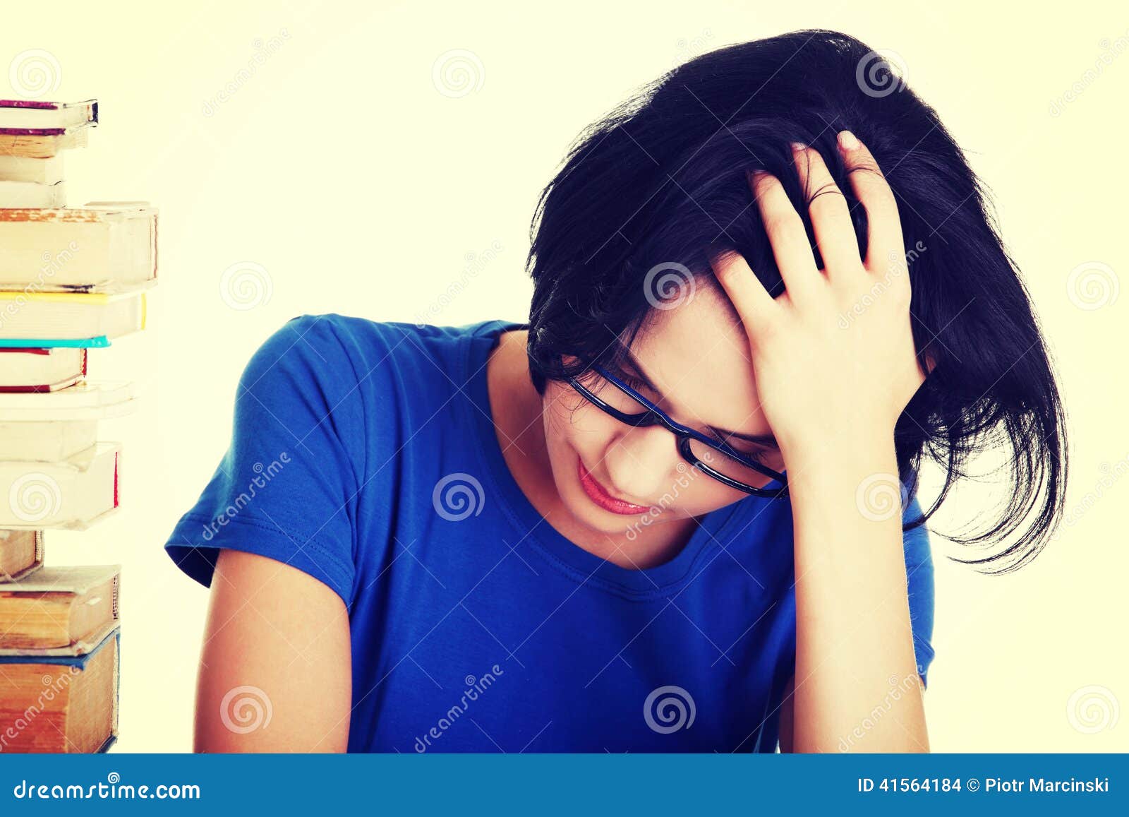 Sad Female Student with Learning Difficulties Stock Photo - Image of ...