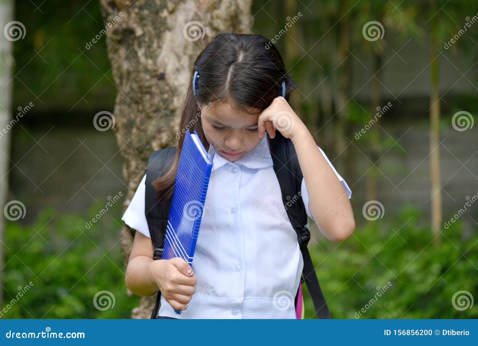 Sad Female Student Wearing Uniform Stock Photo - Image of female ...