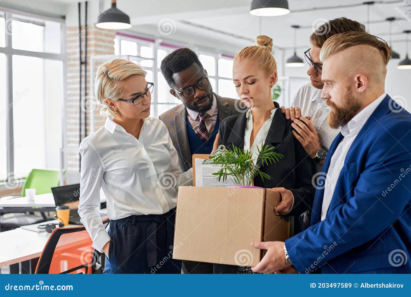 Sad Female is Unhappy To Leave Work Place Stock Image - Image of ...