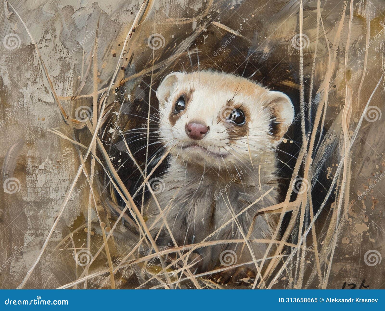 Sad ferret in the grass stock image. Image of love, celebration - 313658665