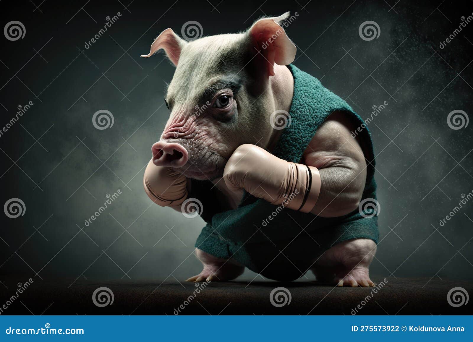 Sad Fighting Pig Created with Generative AI Technology Stock ...
