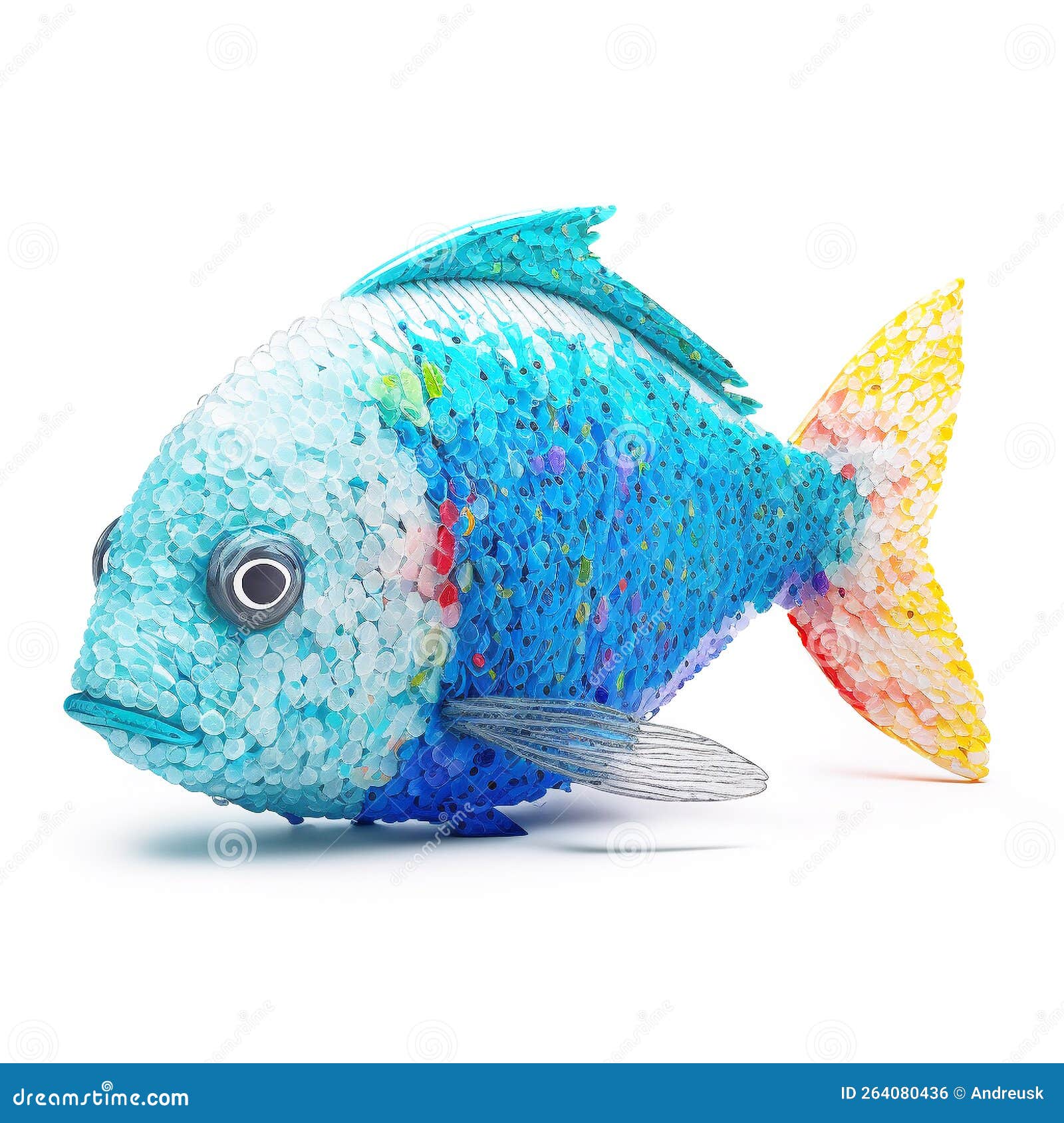 Sad Fish Made of Plastic Pellets, 3D Illustration Stock Illustration ...