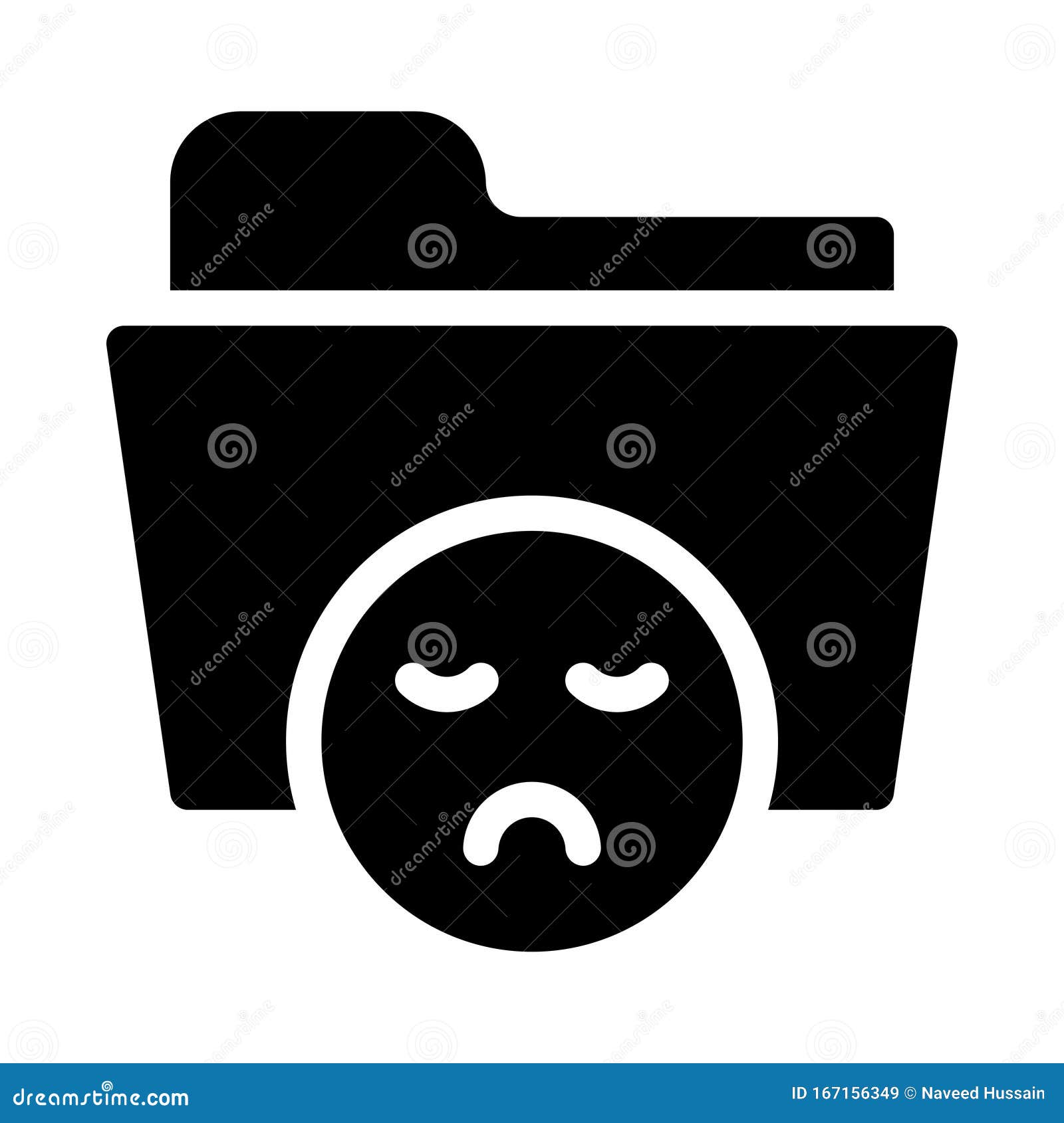 Sad Folder Vector Glyph Flat Icon Stock Illustration - Illustration of ...