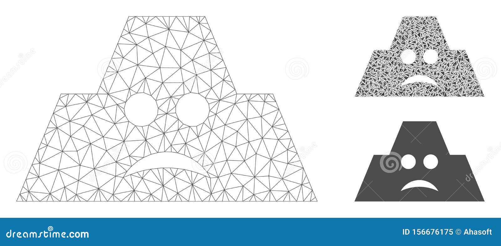 Sad Fortification Vector Mesh 2D Model and Triangle Mosaic Icon Stock ...