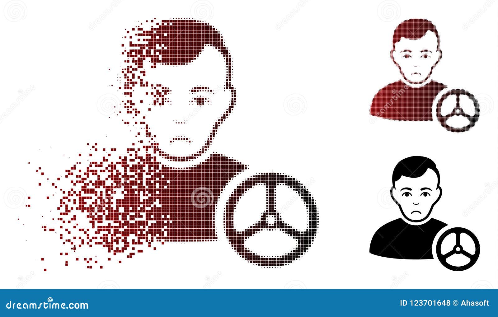 Sad Fractured Pixelated Halftone Radioman Icon Cartoon Vector ...