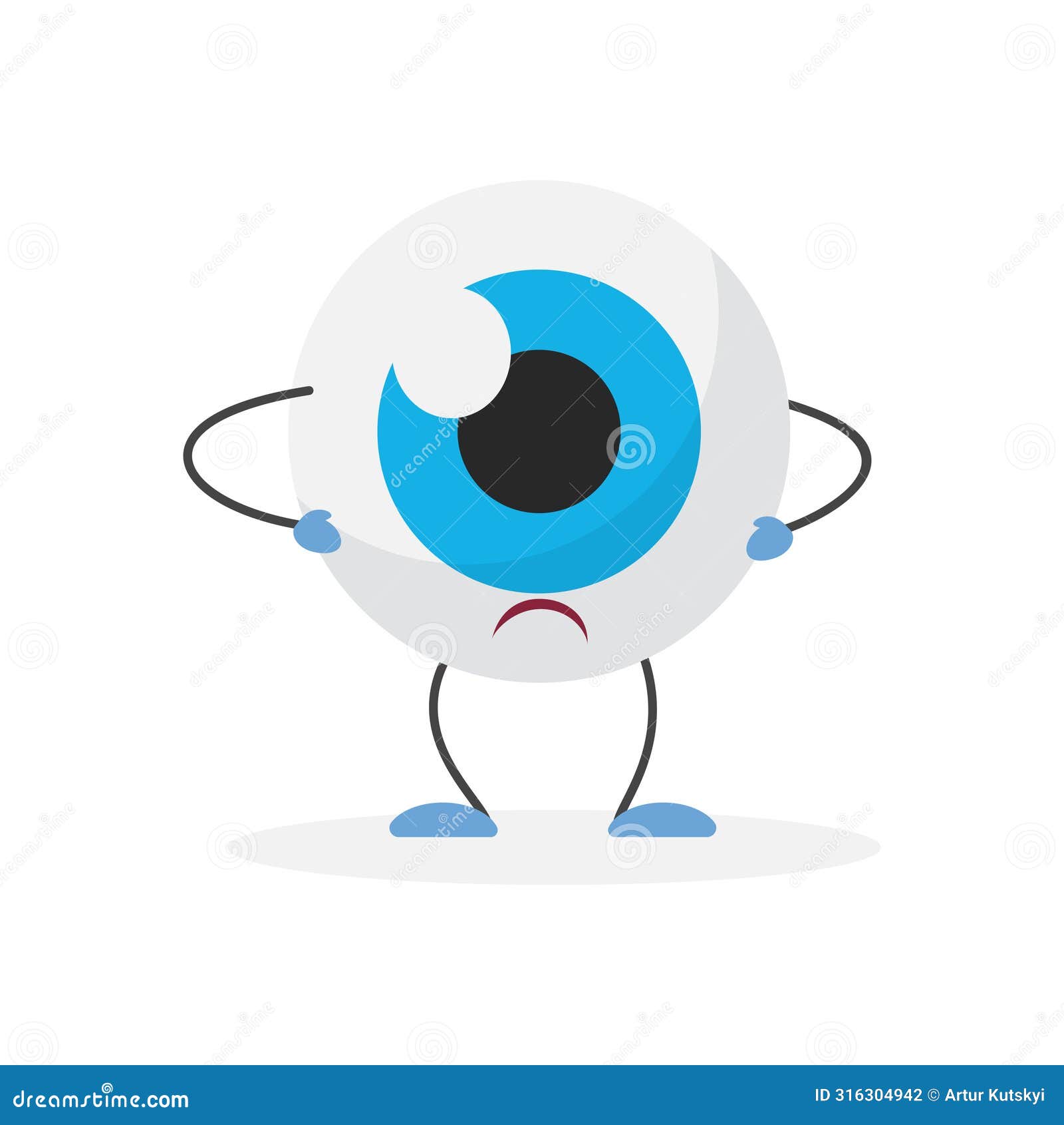Sad Funny Human Eyeball Character with Disappointed Expression Stock ...