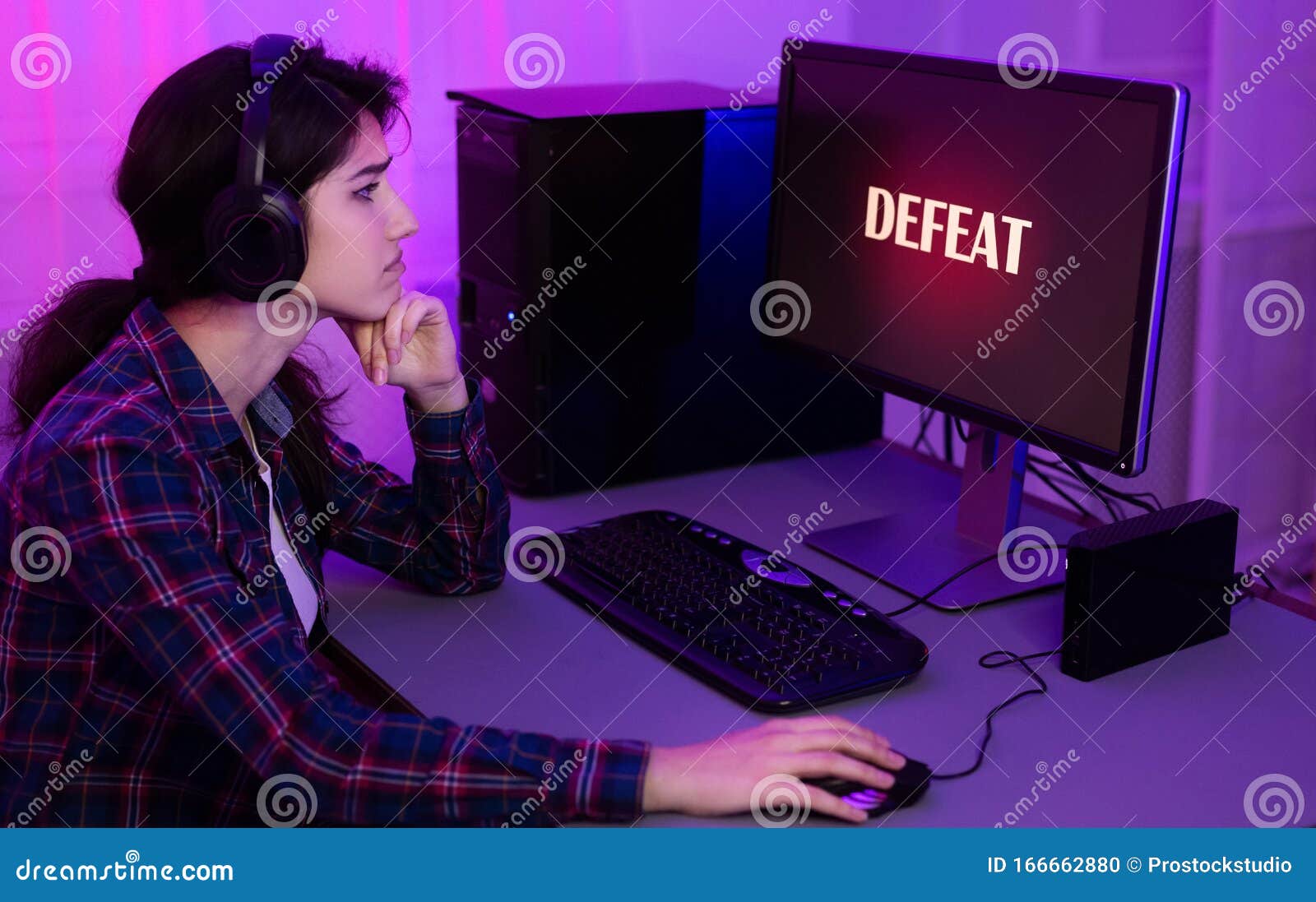Sad Gamer Lost Game, Playing Online on Computer Stock Photo - Image of ...