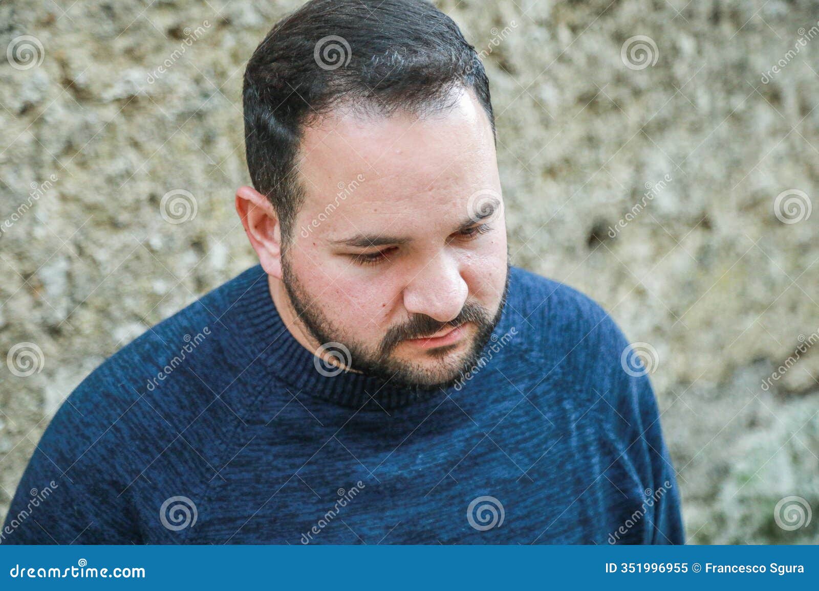 Sad Gaze of a Shy Man stock image. Image of emotion - 351996955