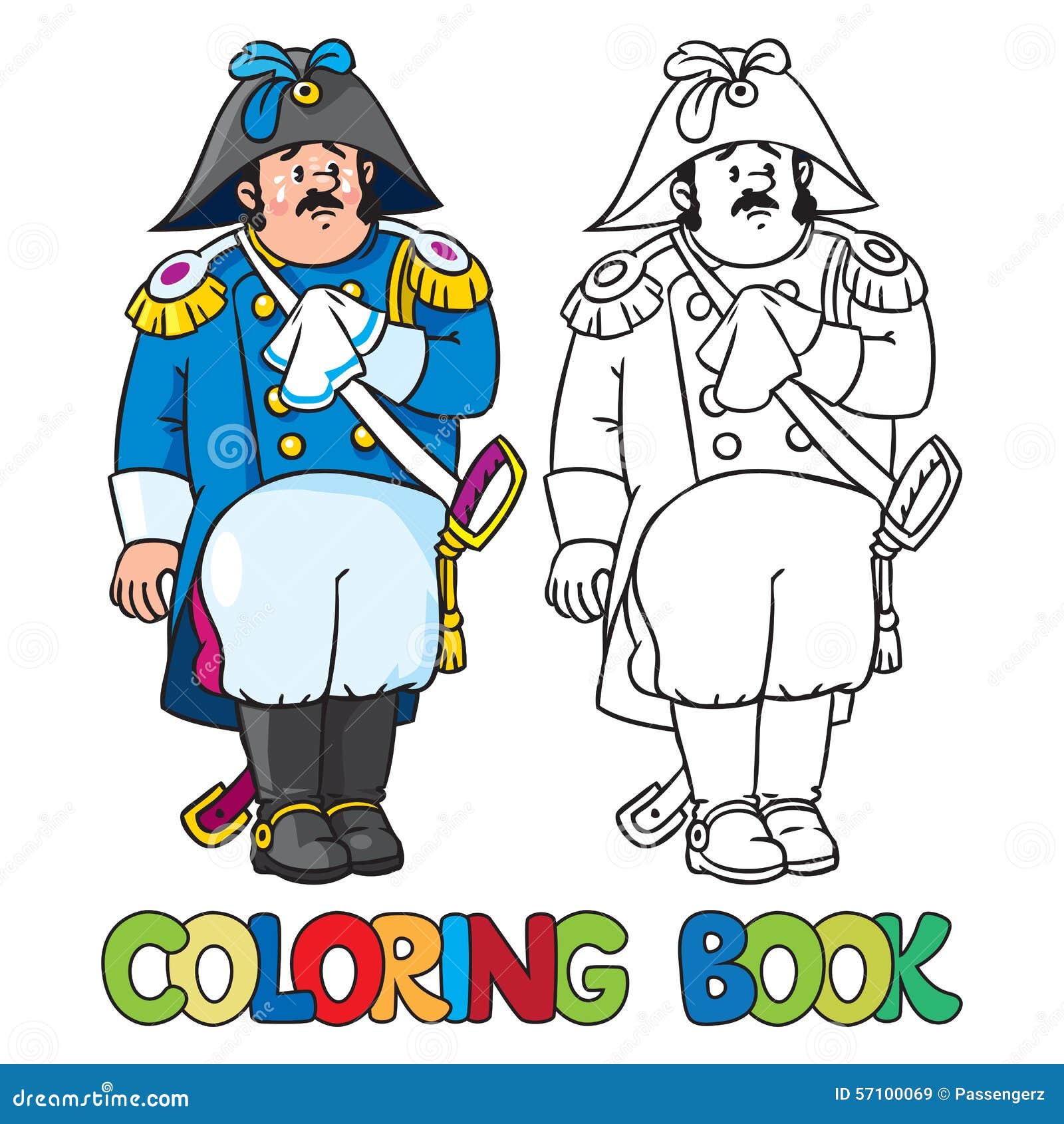 Sad General Or Officer. Coloring Book Cartoon Vector | CartoonDealer ...