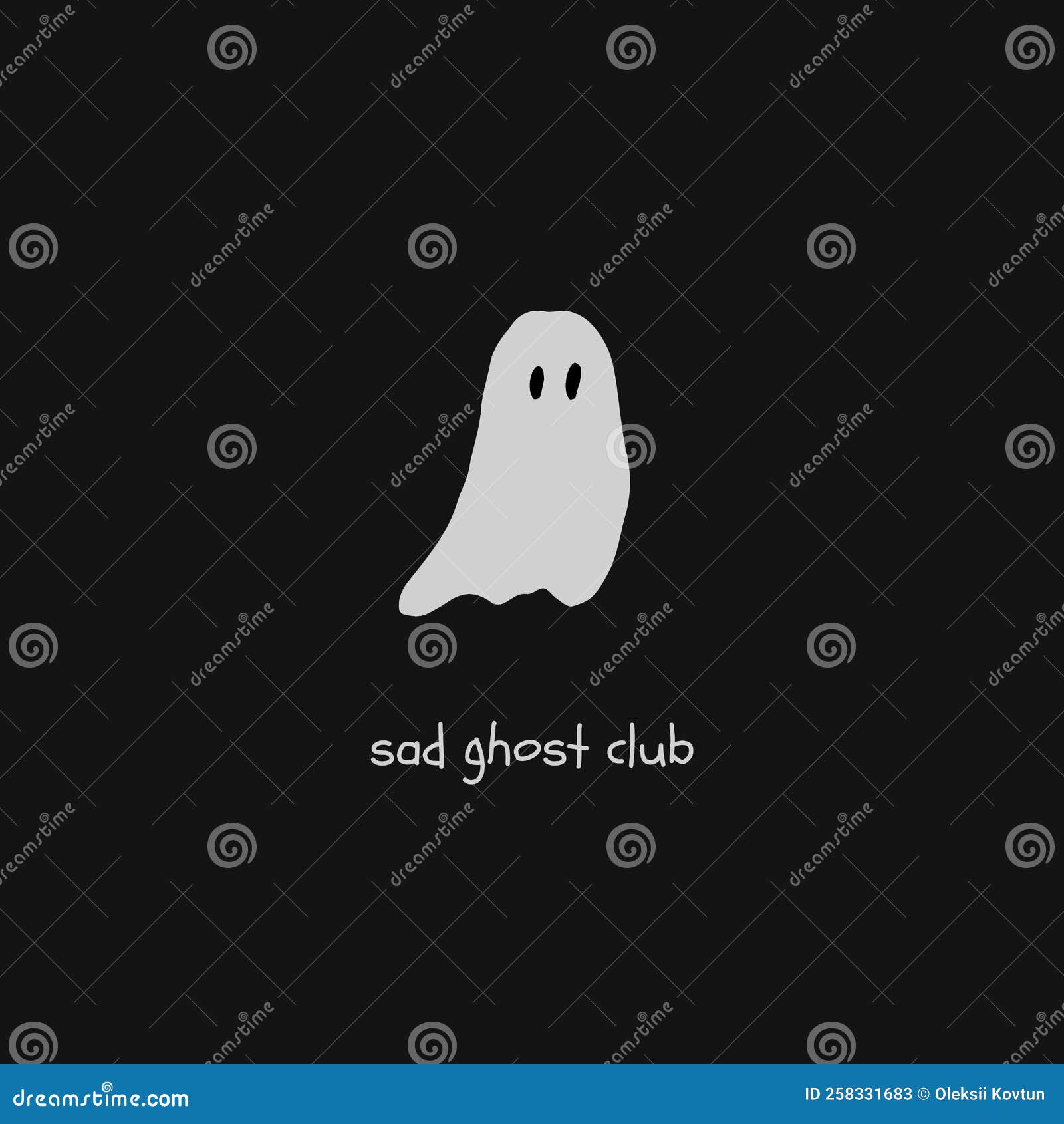 Sad Ghost Club. Minimal Hand Drawn Ghost Silhouette Stock Vector ...