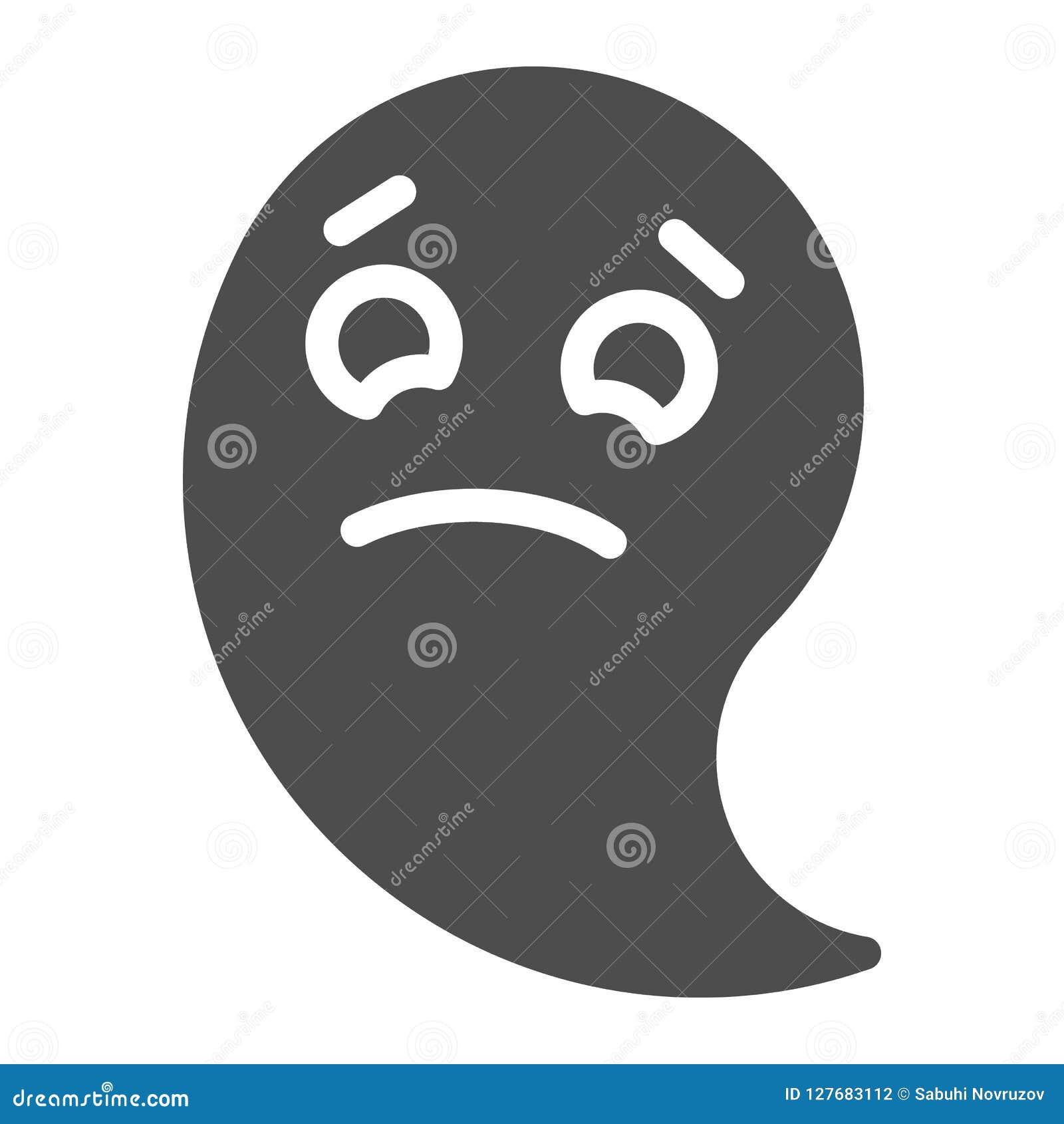 Sad Ghost Solid Icon. Halloween Ghost Vector Illustration Isolated on ...