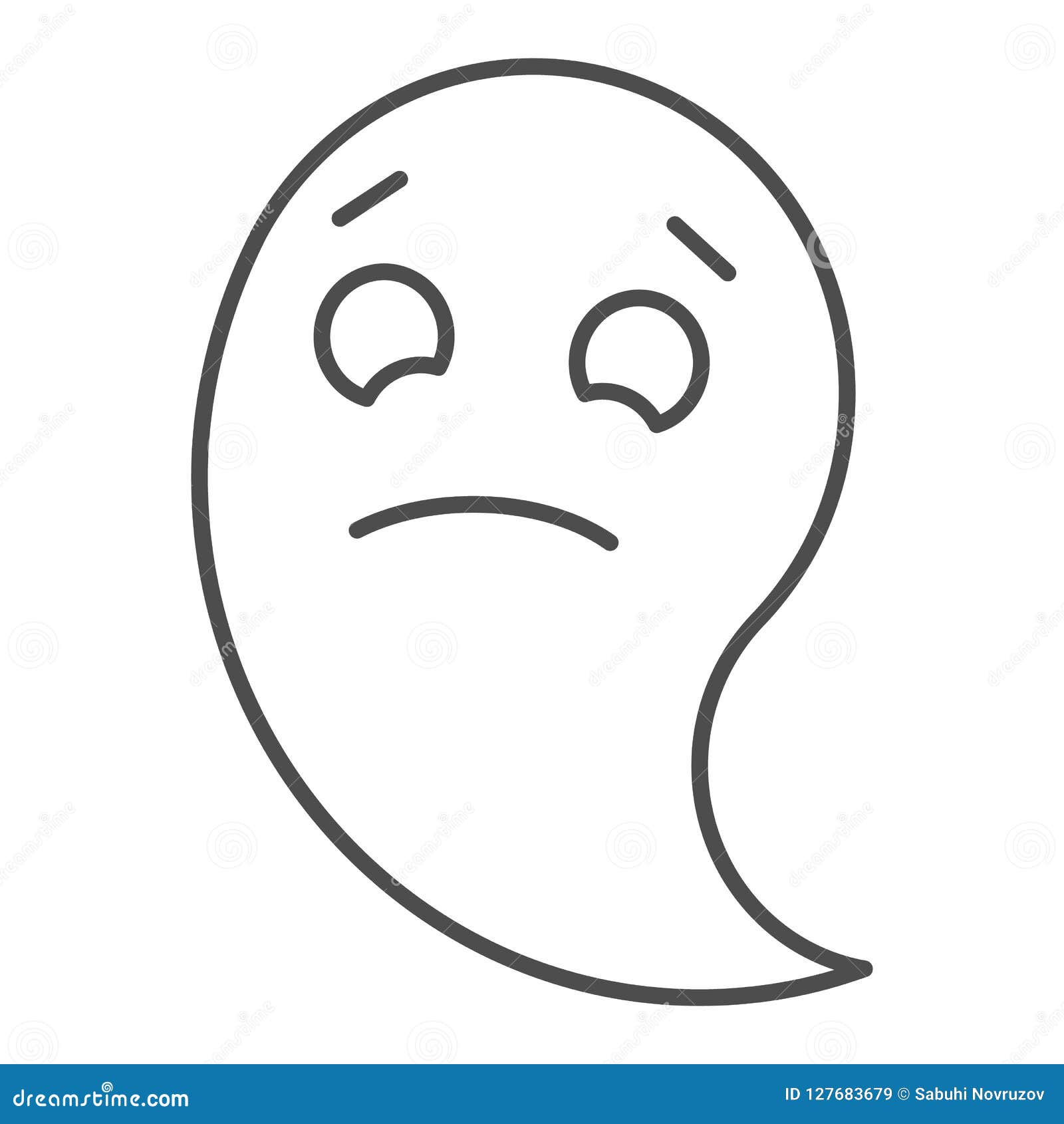Sad Ghost Thin Line Icon. Halloween Ghost Vector Illustration Isolated ...
