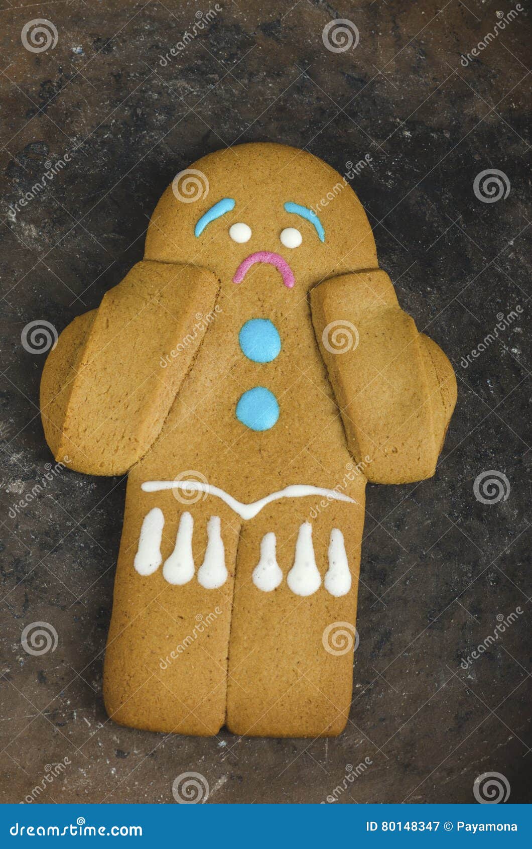 Sad Gingerbread Man on a Ceramic Plate Stock Image - Image of cinnamon ...