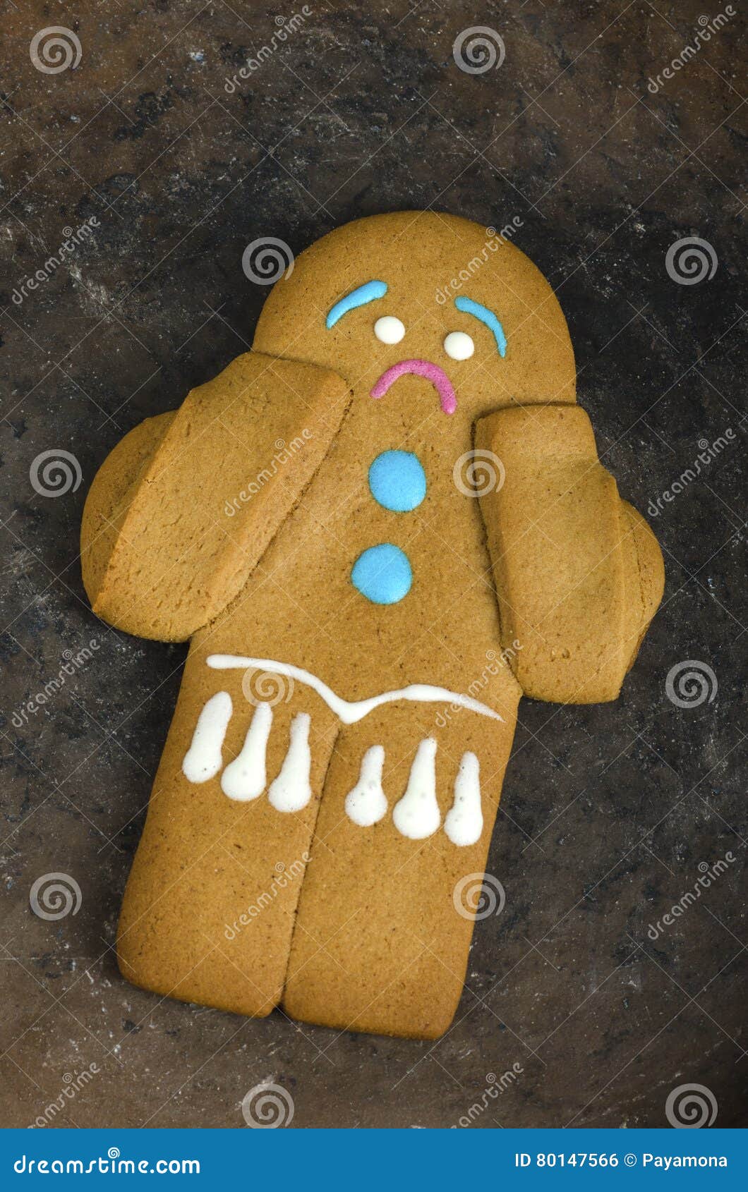 Sad Gingerbread Man on a Plate Stock Photo - Image of aromatic, food ...