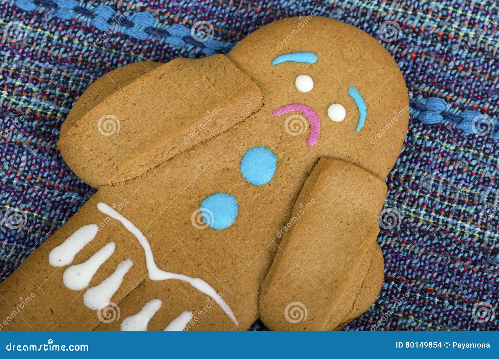 Sad Gingerbread Man on a Table Stock Photo - Image of christmas, flavor ...