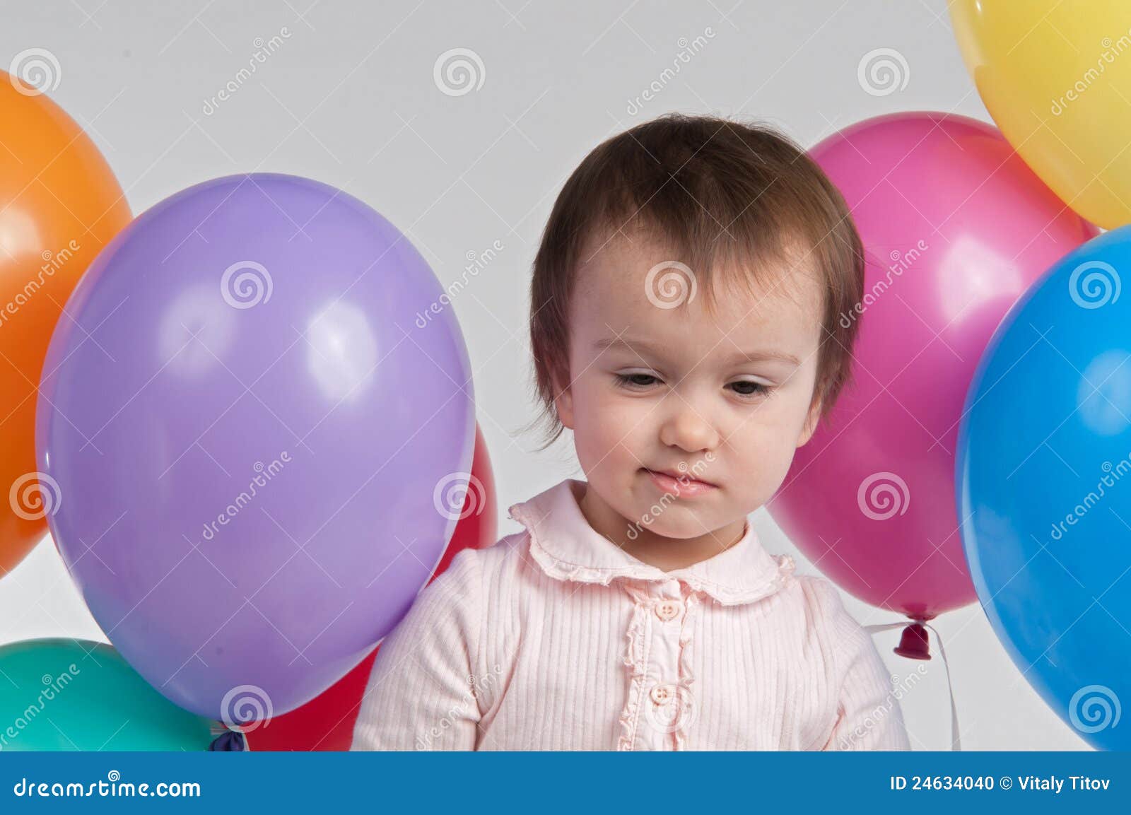 Sad girl with balloons stock photo. Image of concept - 24634040