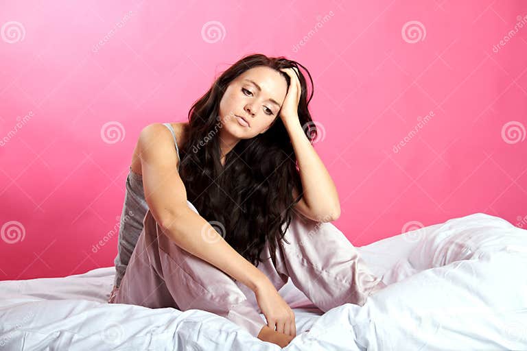 Sad girl on bed stock photo. Image of person, sleep, human - 25746050