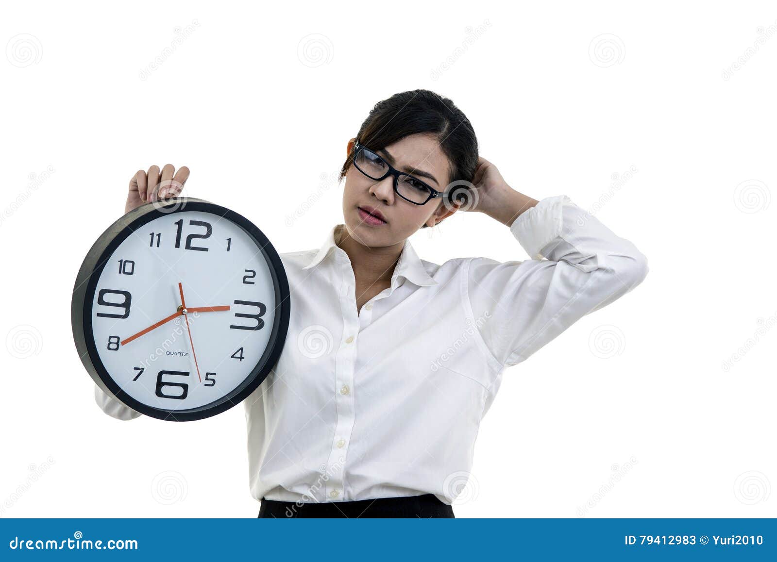Sad Girl with a Big Clock in Hands Stock Image - Image of consternation ...