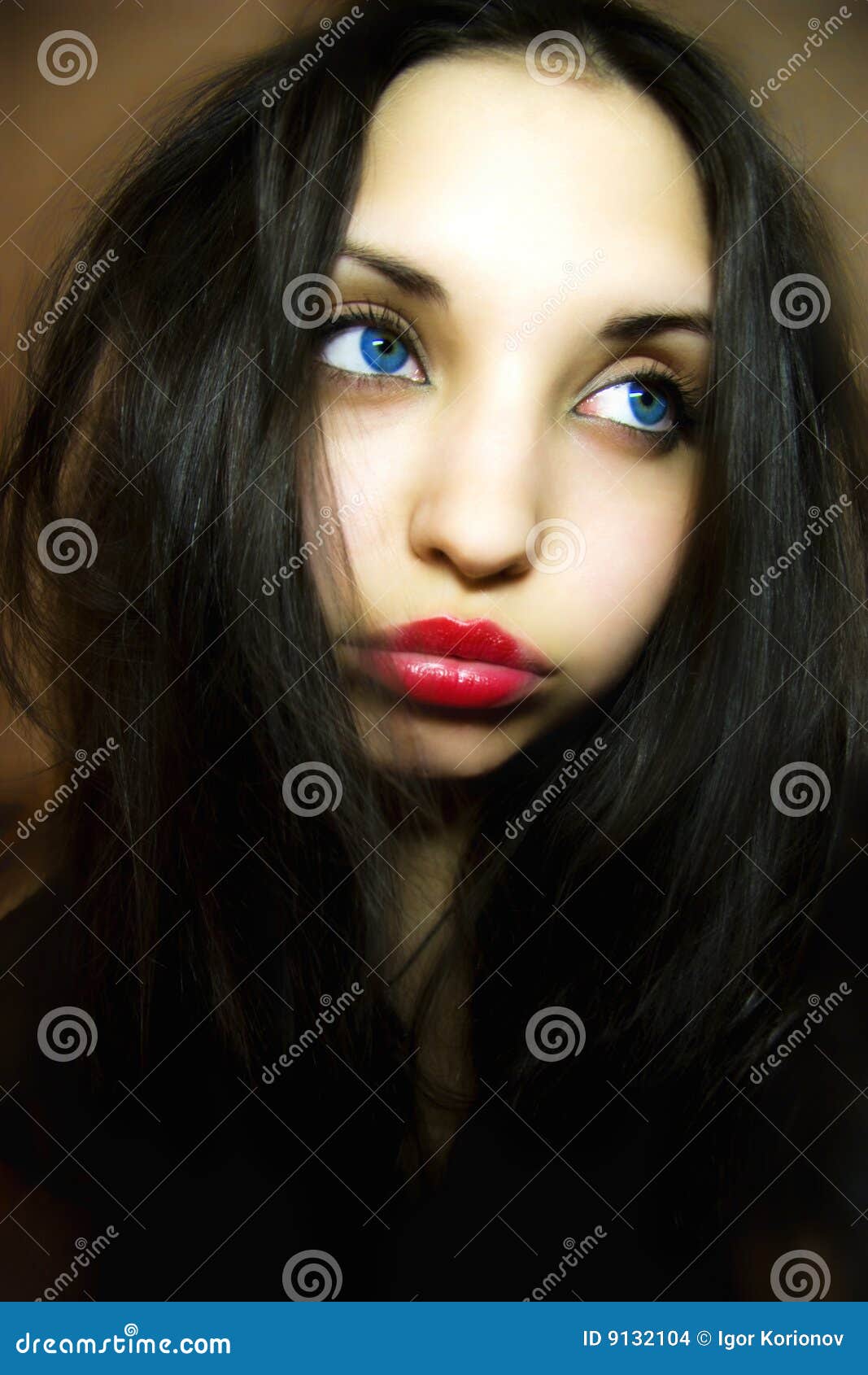 Sad Girl with Dark Blue Eyes Stock Photo - Image of eyes, adult: 9132104