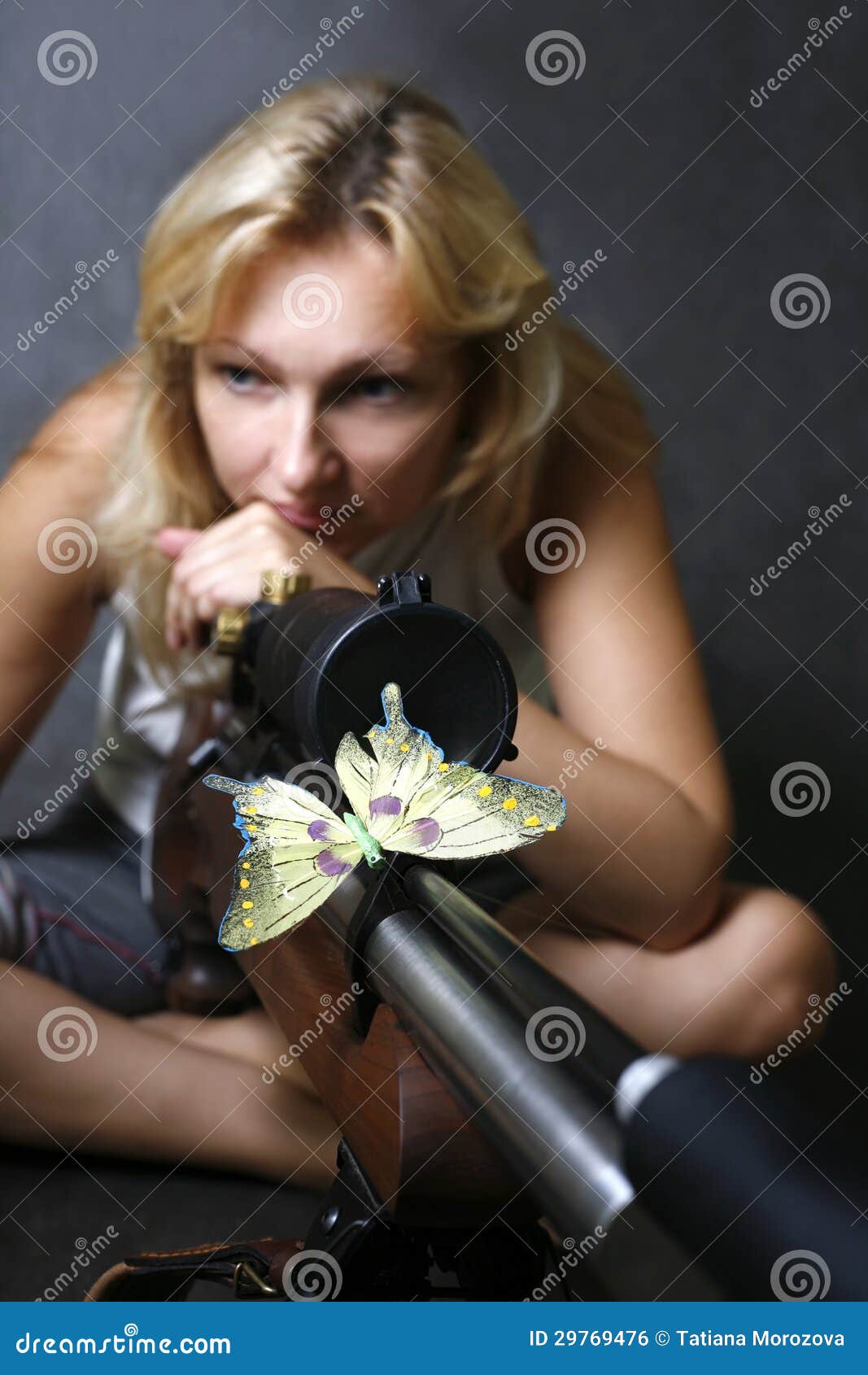 Woman with a gun stock photo. Image of butterfly, armed - 29769476