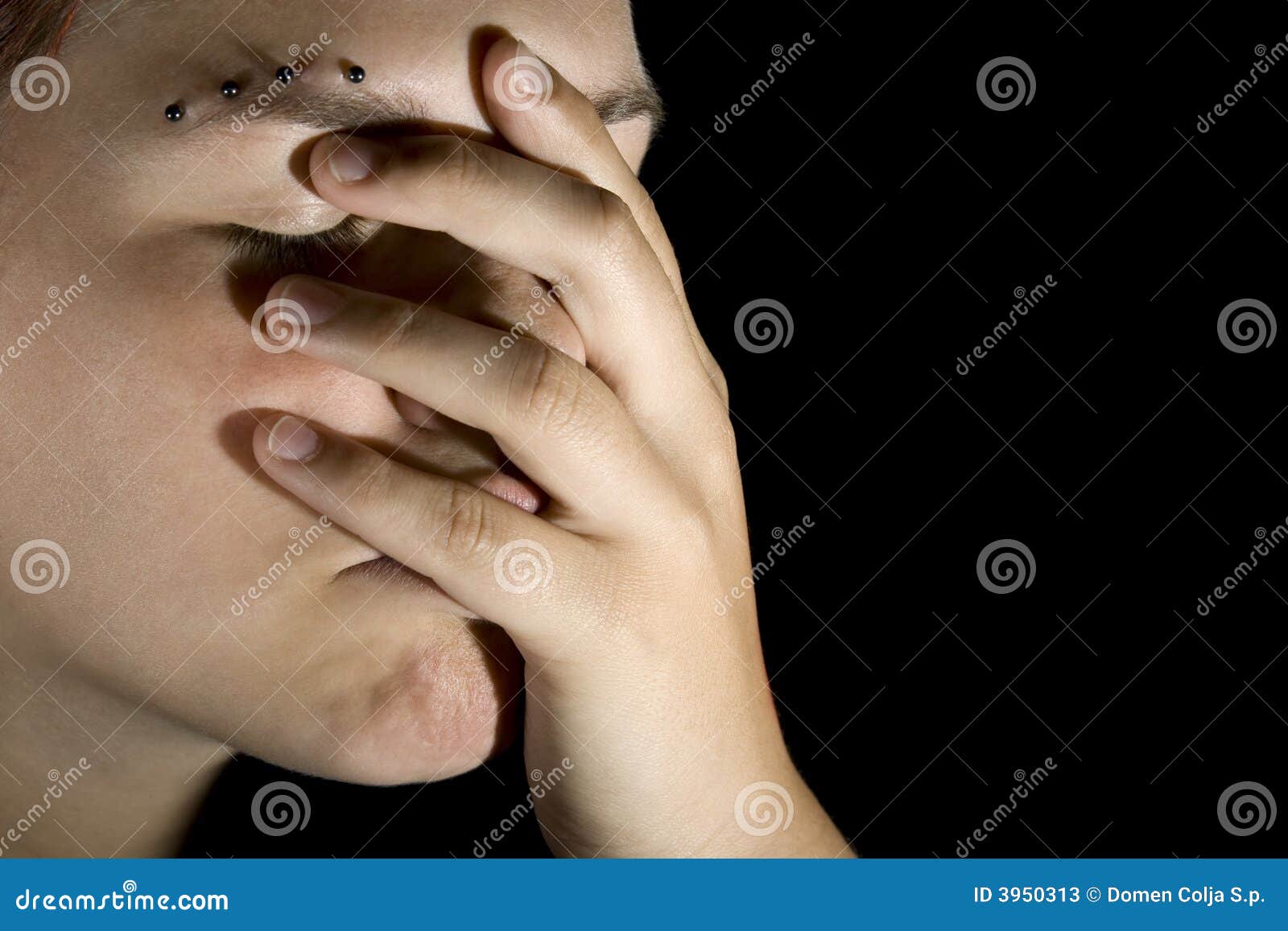 Sad Girl with Hand on Her Face Stock Image - Image of friendless ...