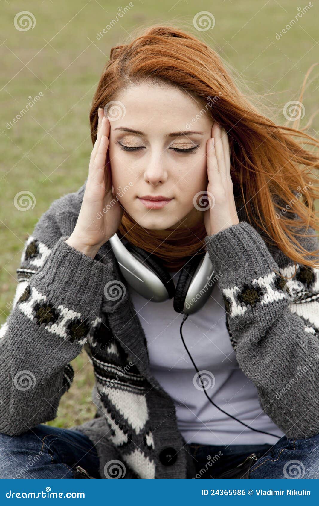 Sad girl with headphones stock photo. Image of modern - 24365986