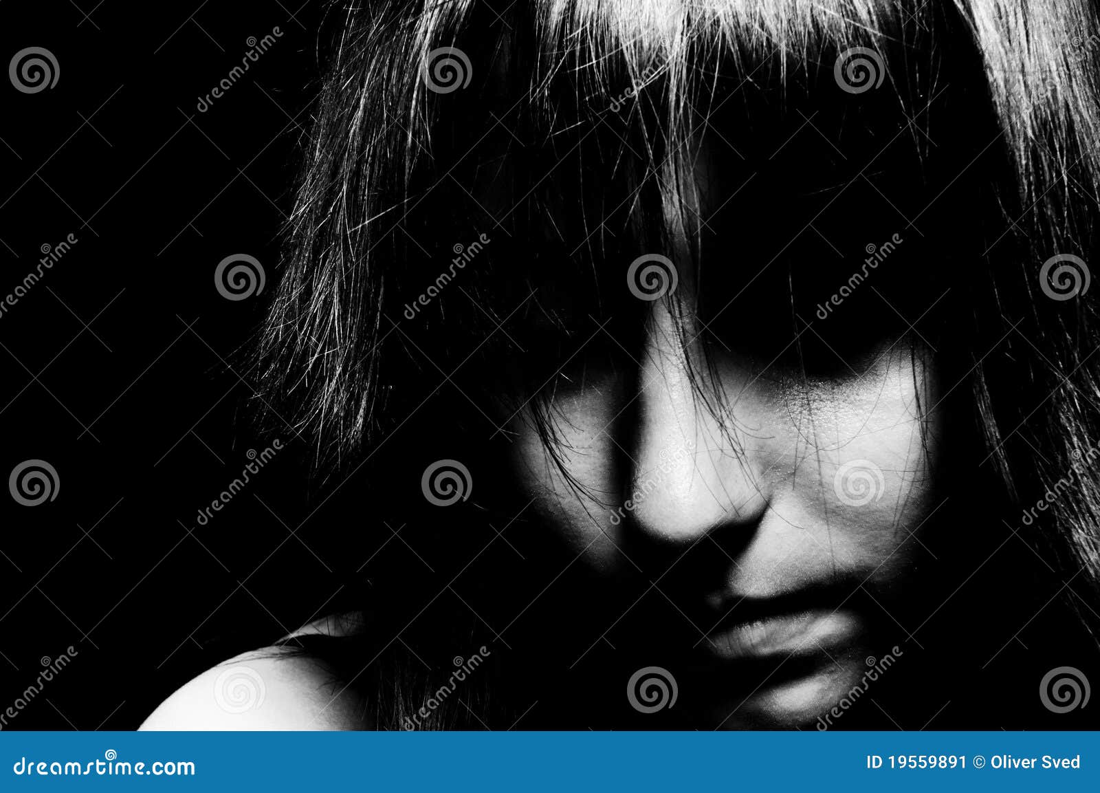 Girl Looking Down Crying