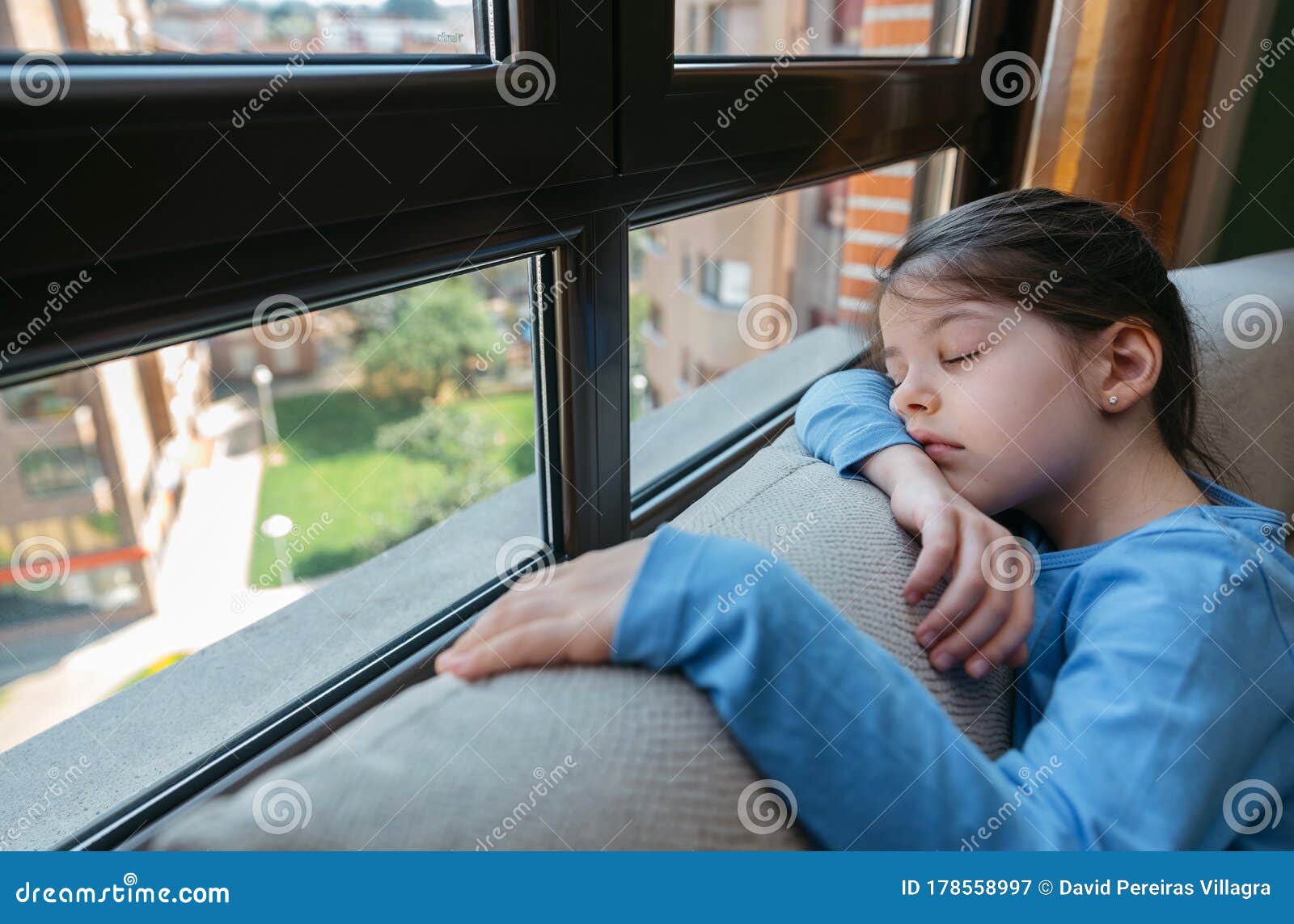 Sad Girl Looking Out the Window Stock Image - Image of leaning ...