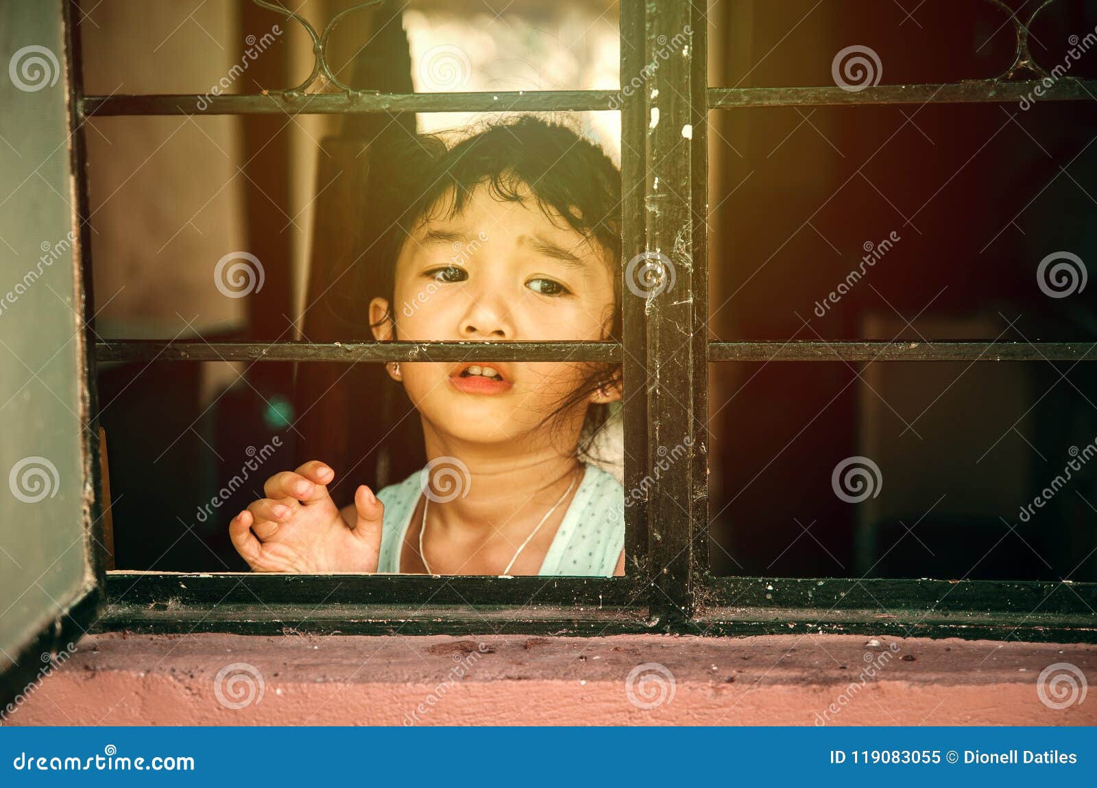 Sad Girl Looking Out of the Window Stock Image - Image of emotion ...