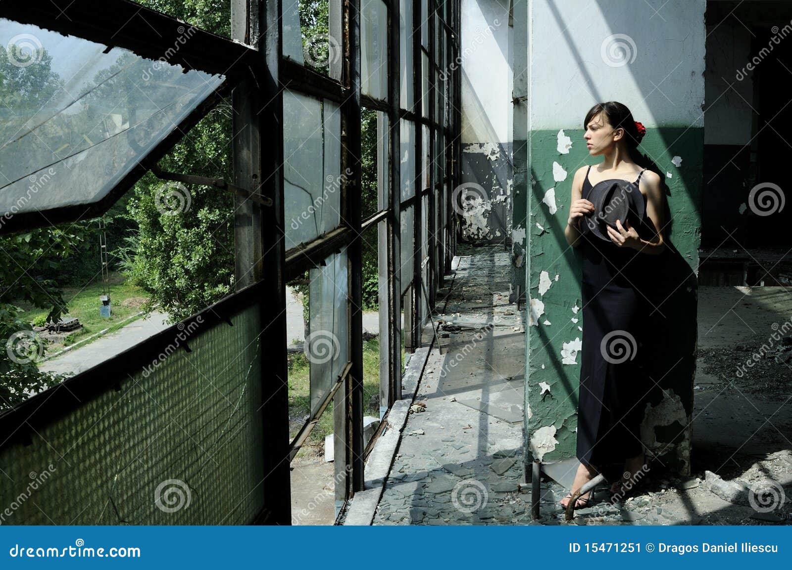 Sad Girl Posing in Demolished Construction Stock Image - Image of ...