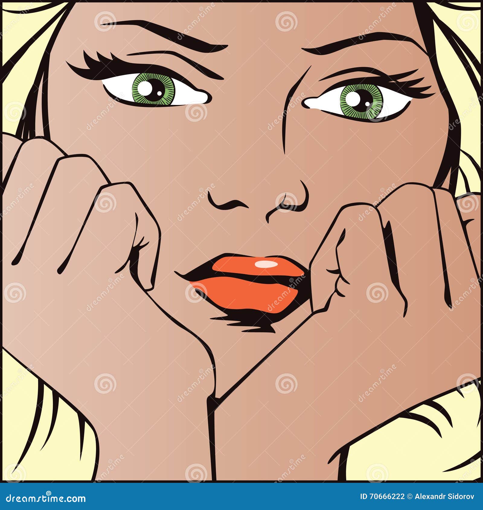 Sad Girl Put Her Head On Her Hands Stock Vector Illustration Of