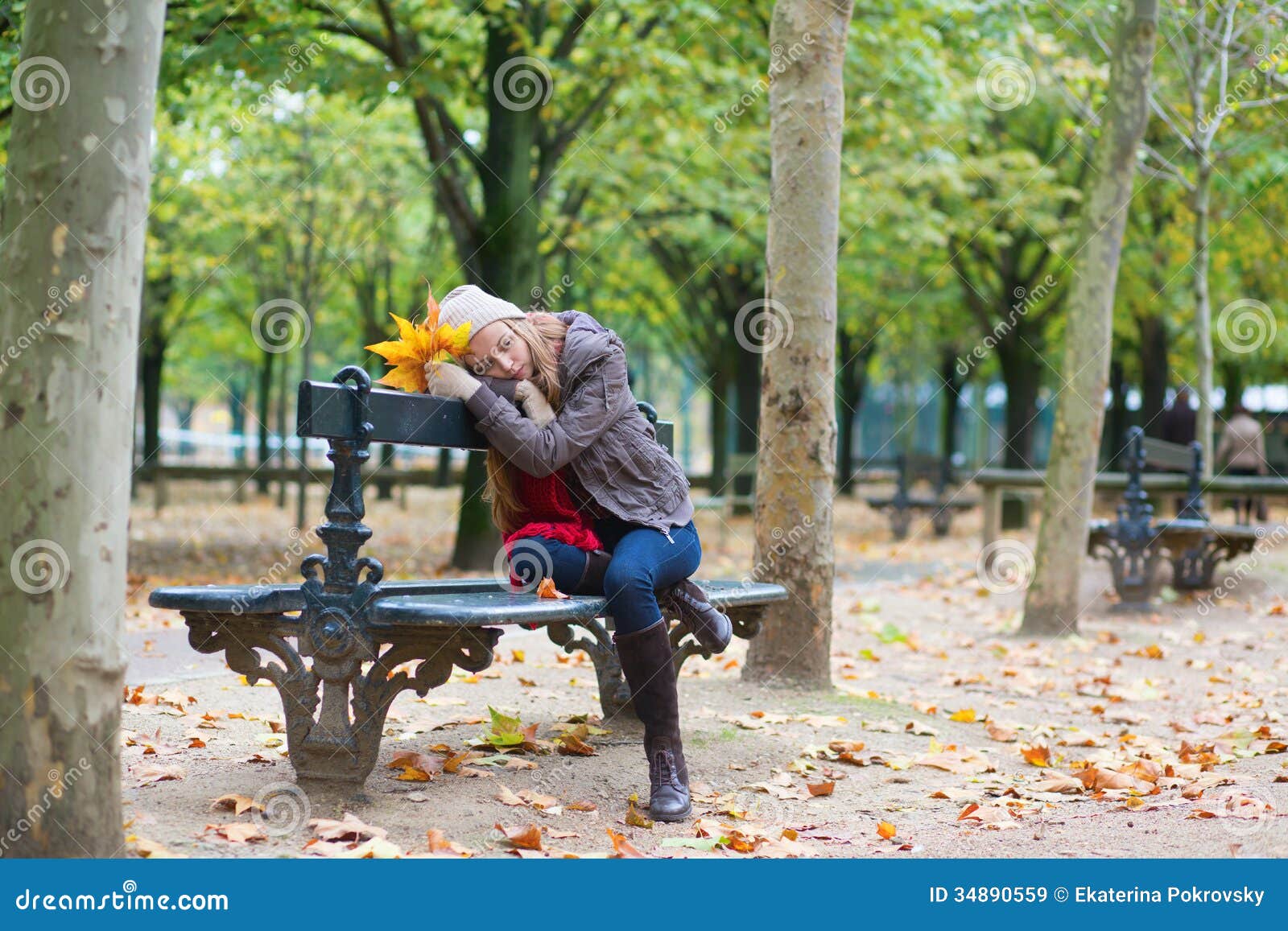 Girl Sitting Alone Sad On Bench