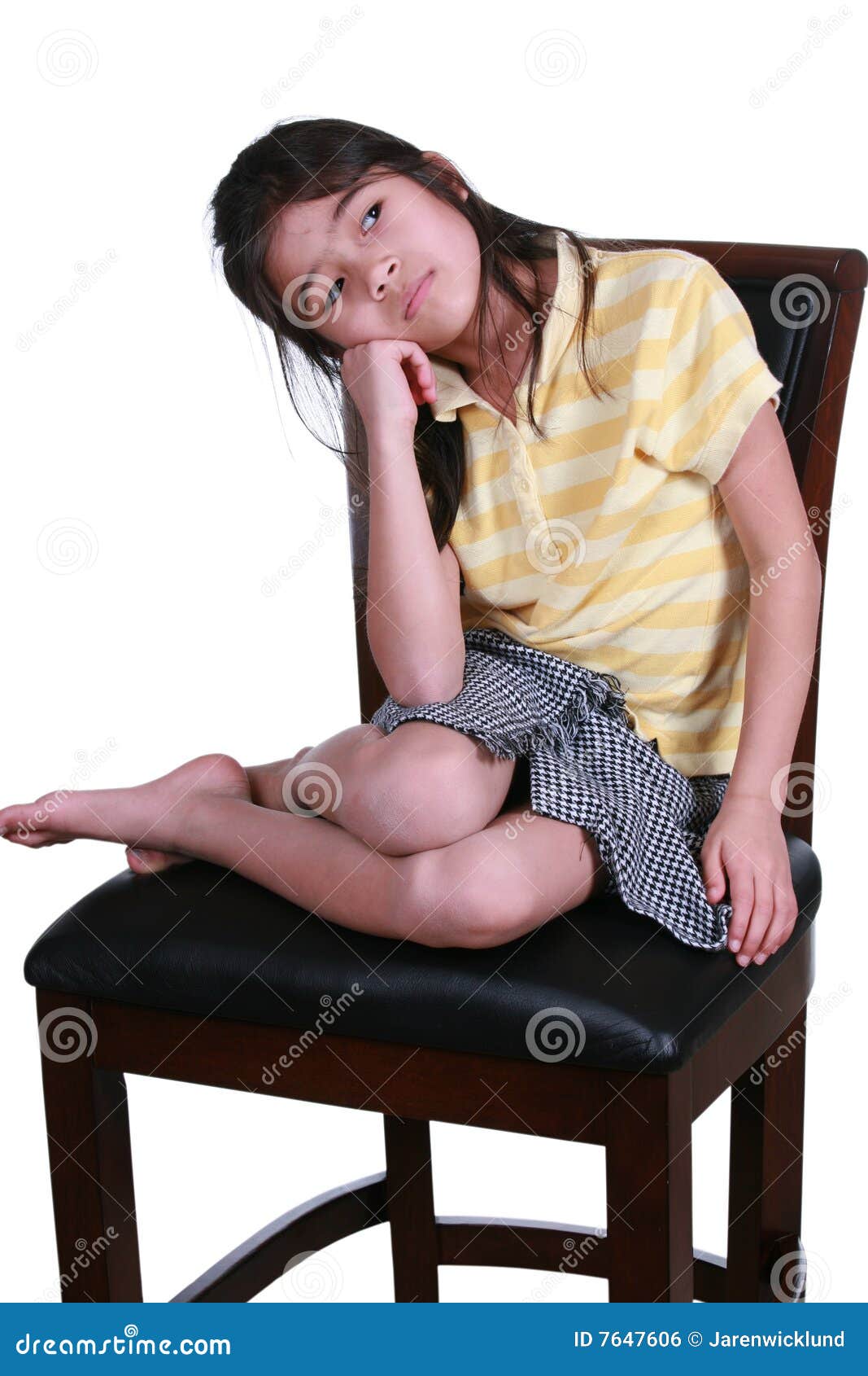 Sad girl sitting on chair stock photo. Image of casual - 7647606