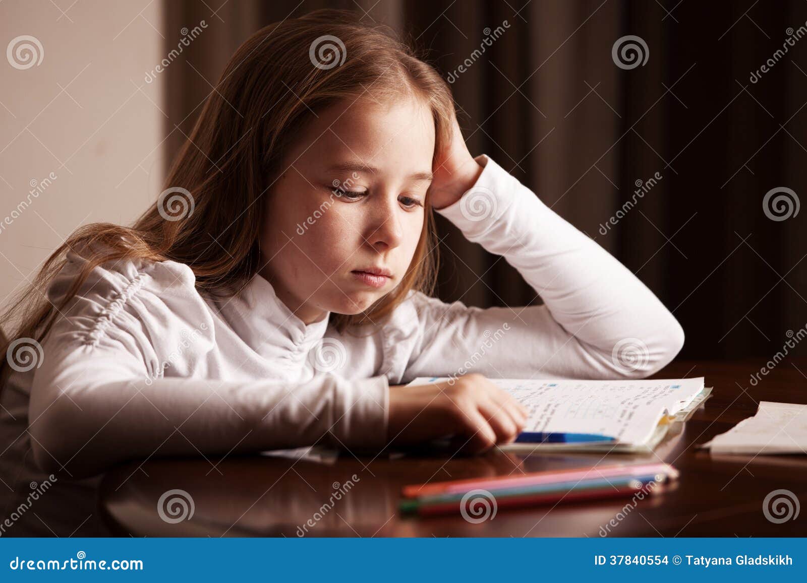 Sad girl writing stock photo. Image of book, candid, child - 37840554