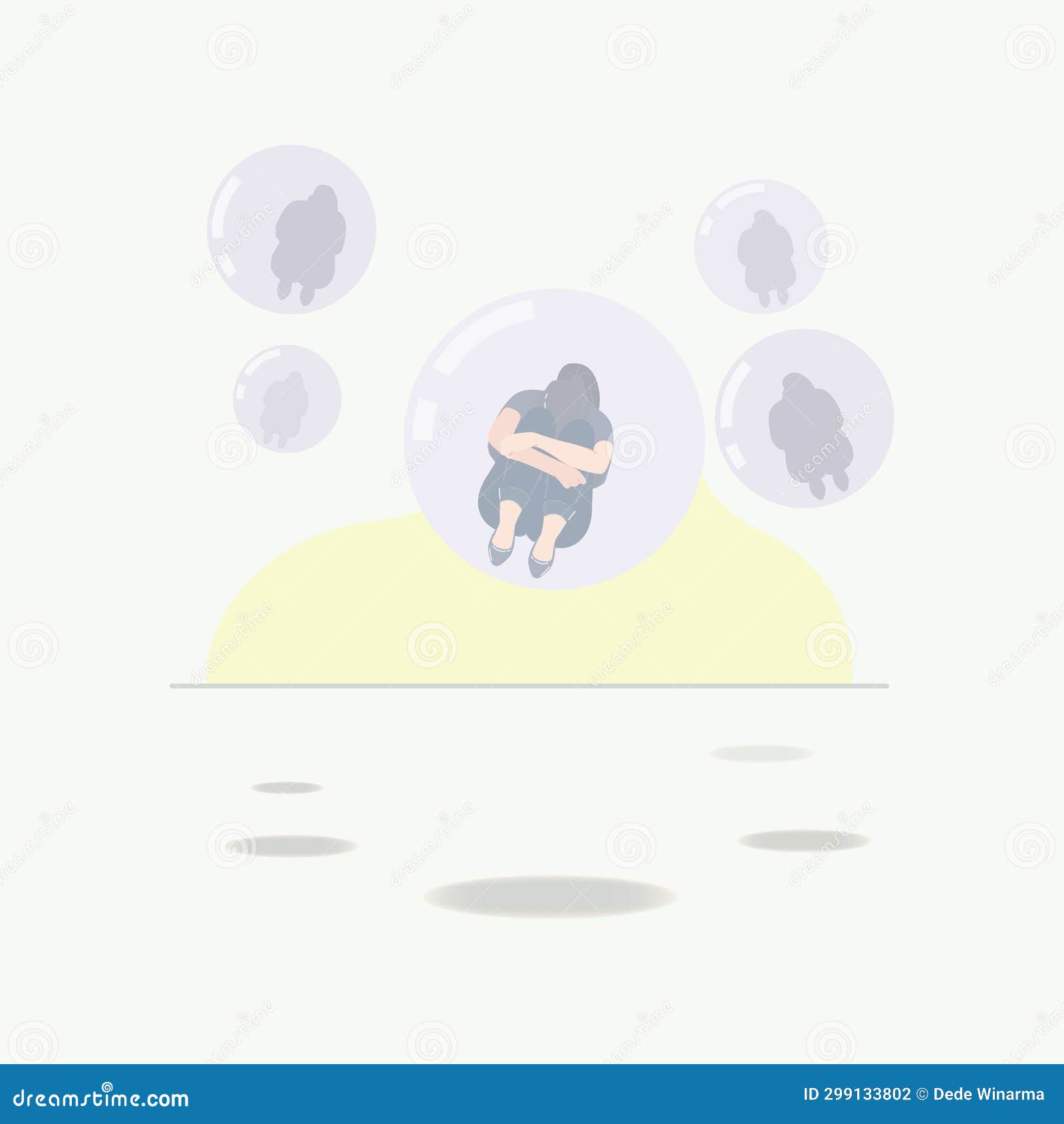 Sad Girls Flying in the Bubbles Design Vector Illustration Stock ...