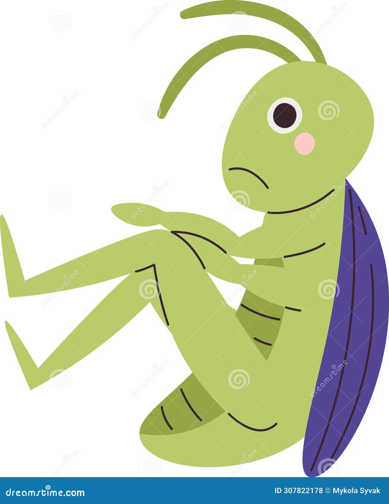 Sad Grasshopper Insect stock vector. Illustration of drawing - 307822178