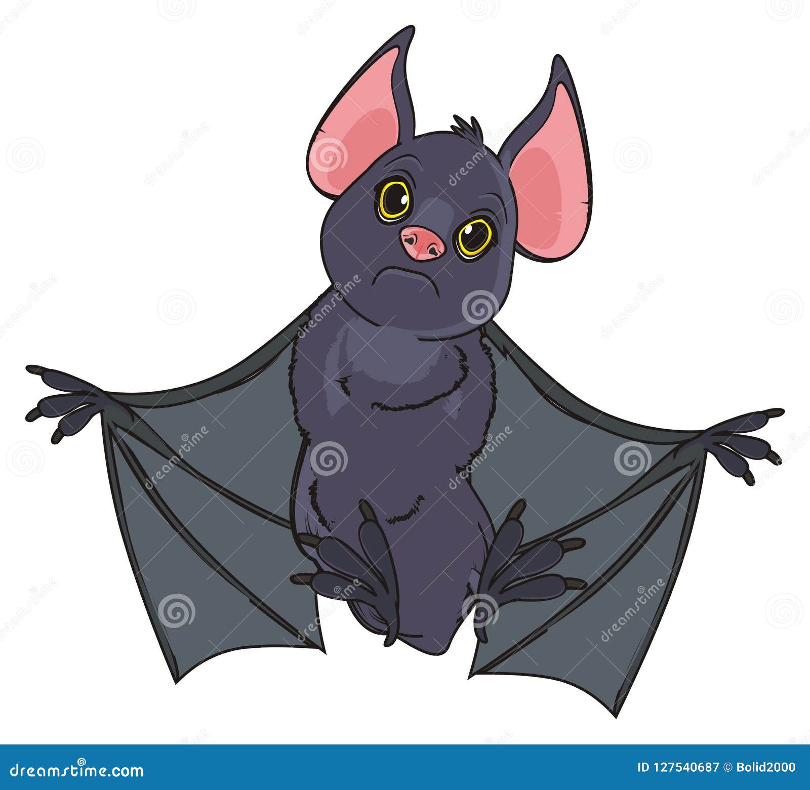 Sad gray bat stock illustration. Illustration of vampire - 127540687