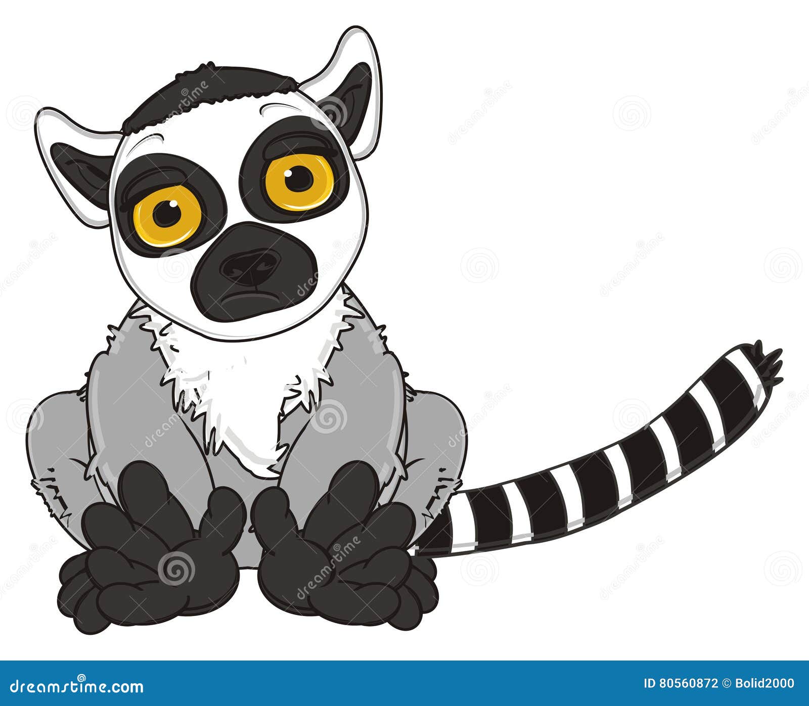 Sad gray lemur stock illustration. Illustration of nature - 80560872