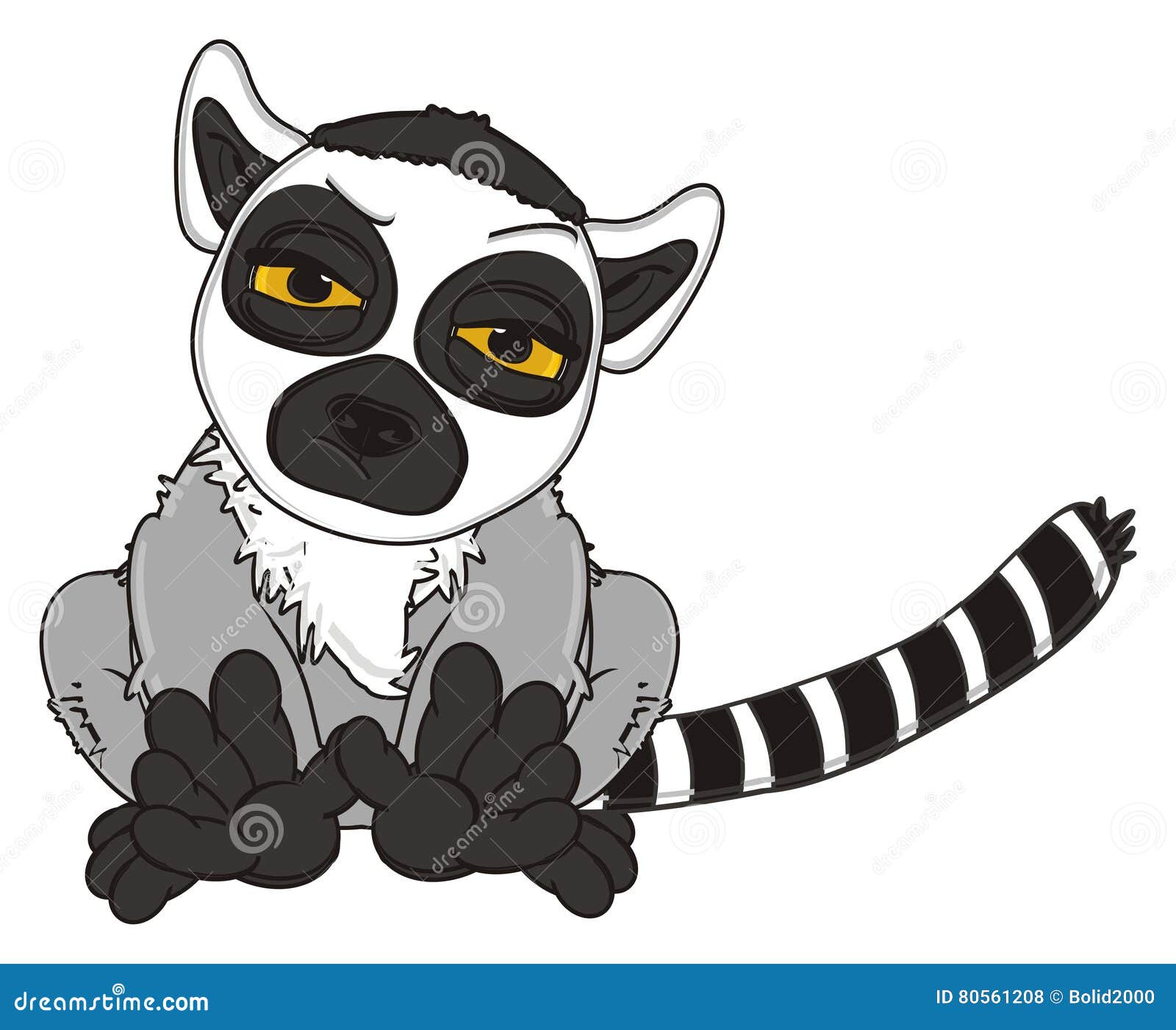 Sad gray lemur stock illustration. Illustration of isolated - 80561208