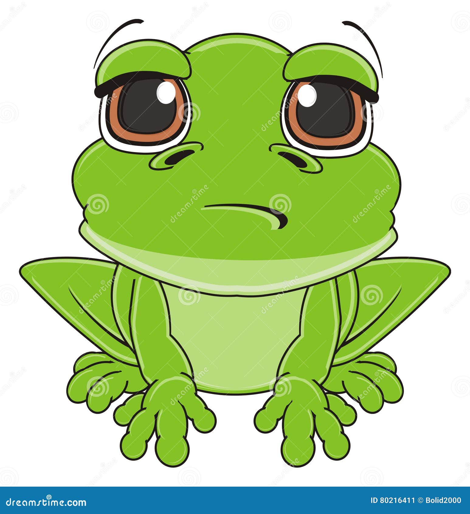 Sad green frog sit stock illustration. Illustration of fauna - 80216411