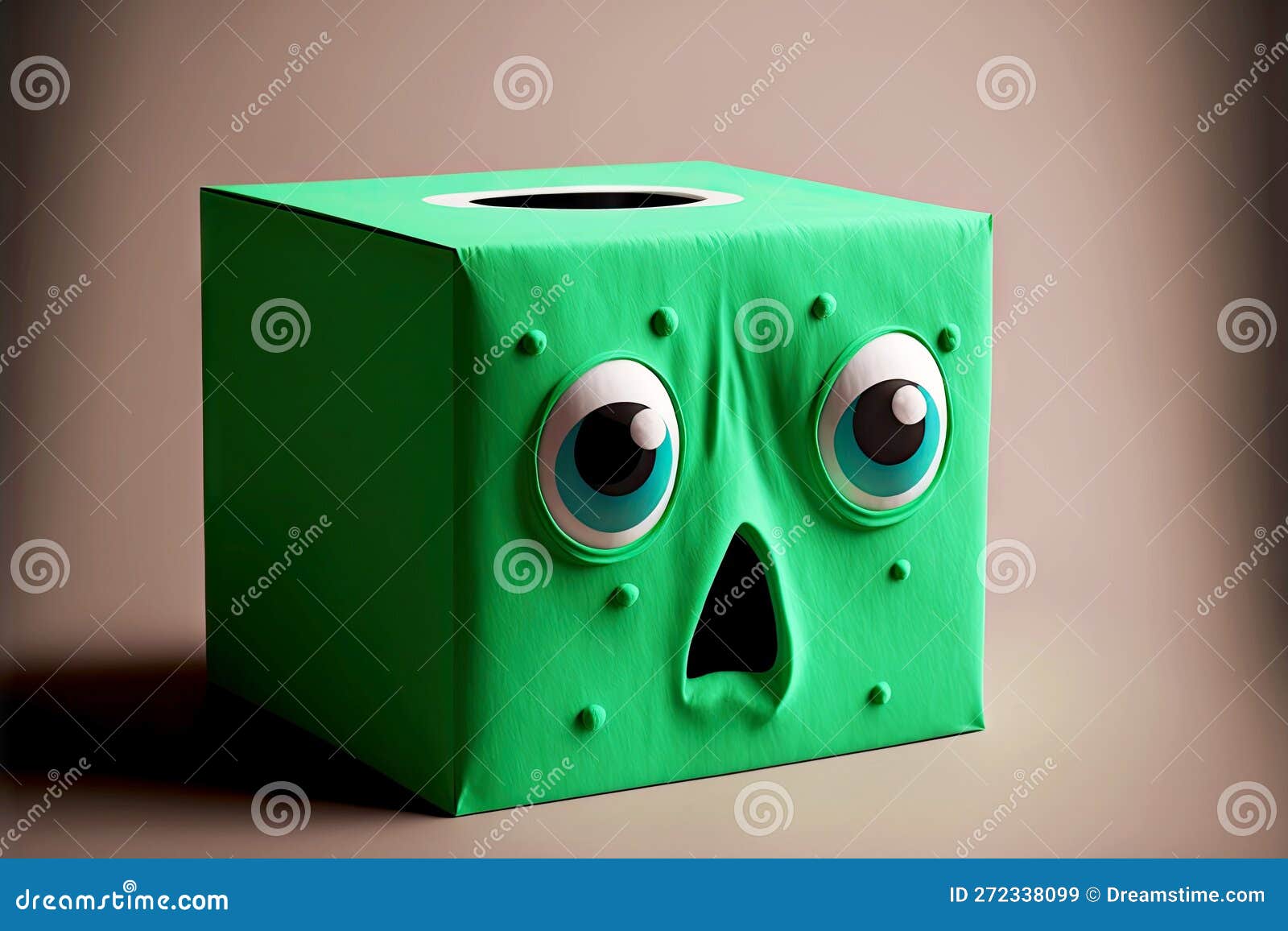 Sad Green Tissue Box with Eyes Poked Out Stock Illustration ...