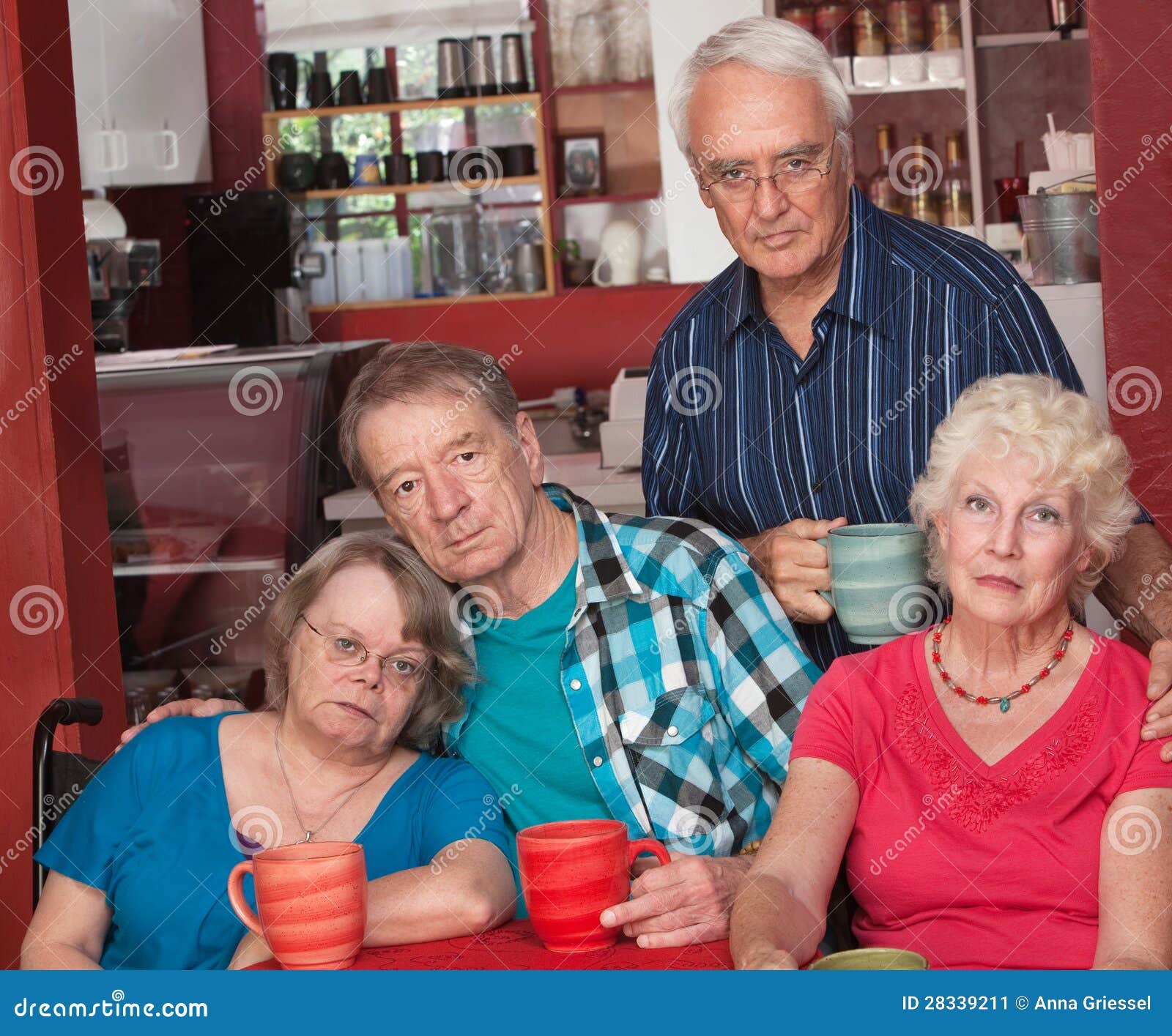 Sad Group of Senior Friends Stock Image - Image of comforting, european ...