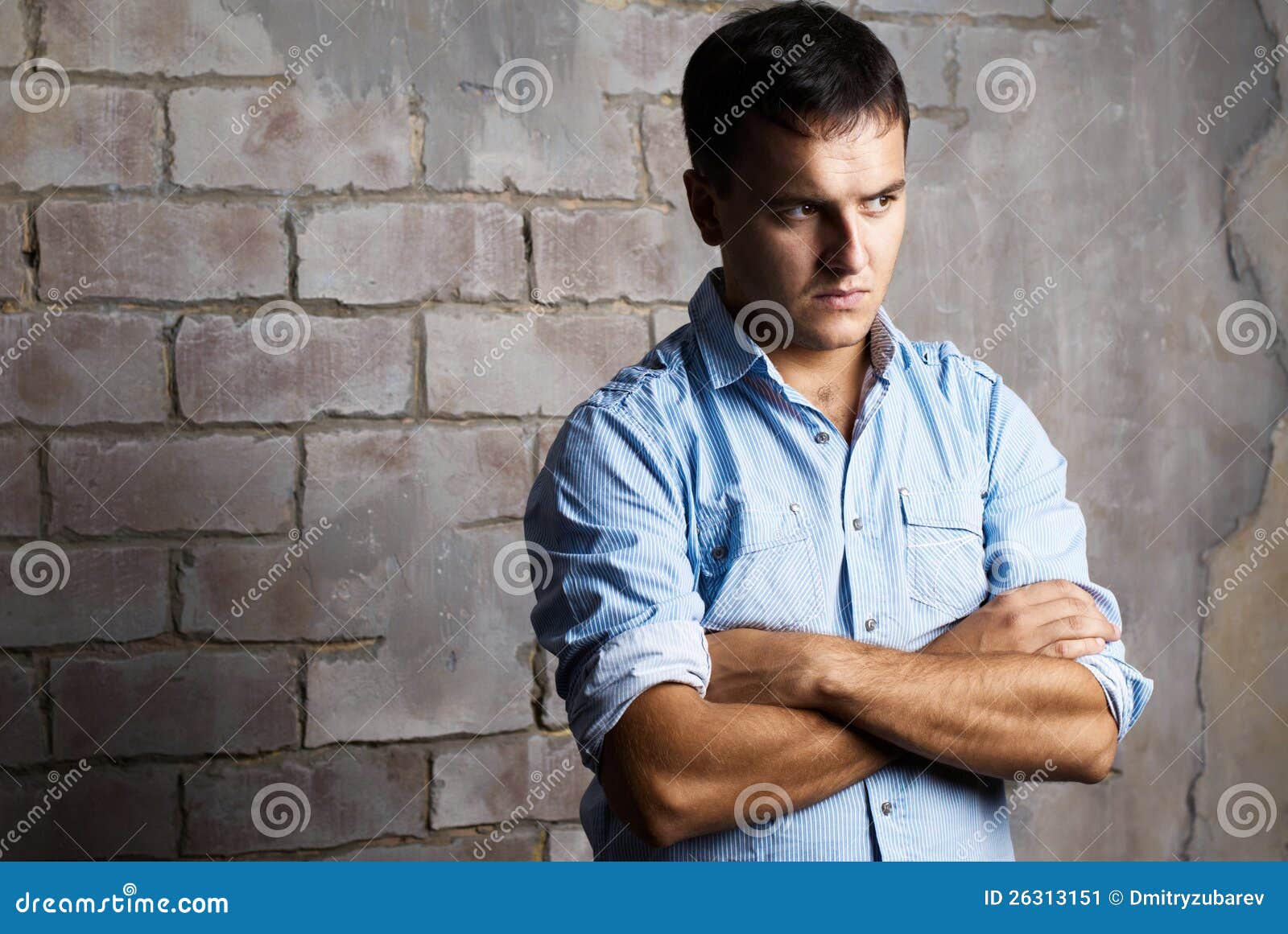 Sad guy against wall stock image. Image of shirt, troubled - 26313151